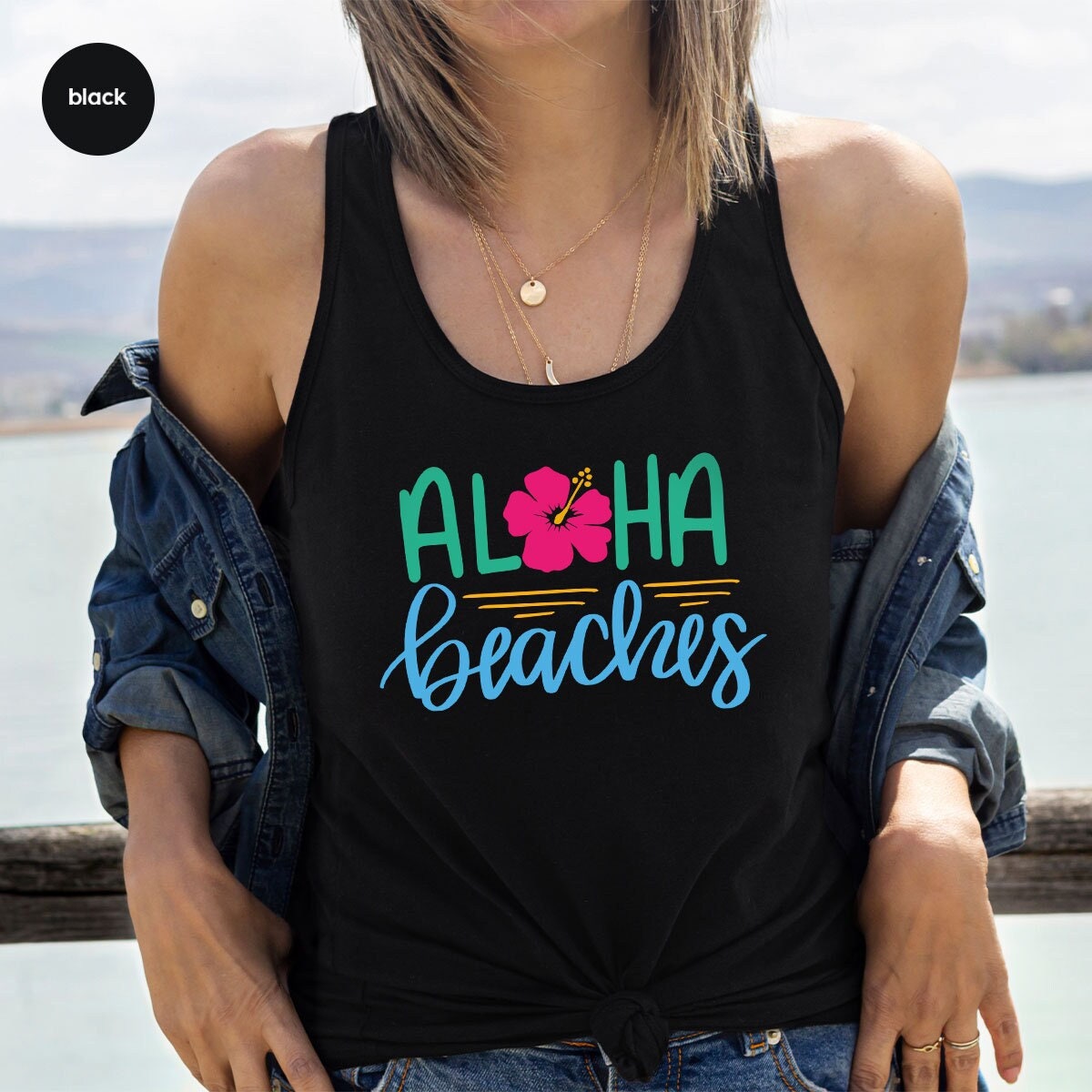 Hawaiian Tank, Summer Tank, Floral Holiday Tank, Beach Graph - Inspire ...