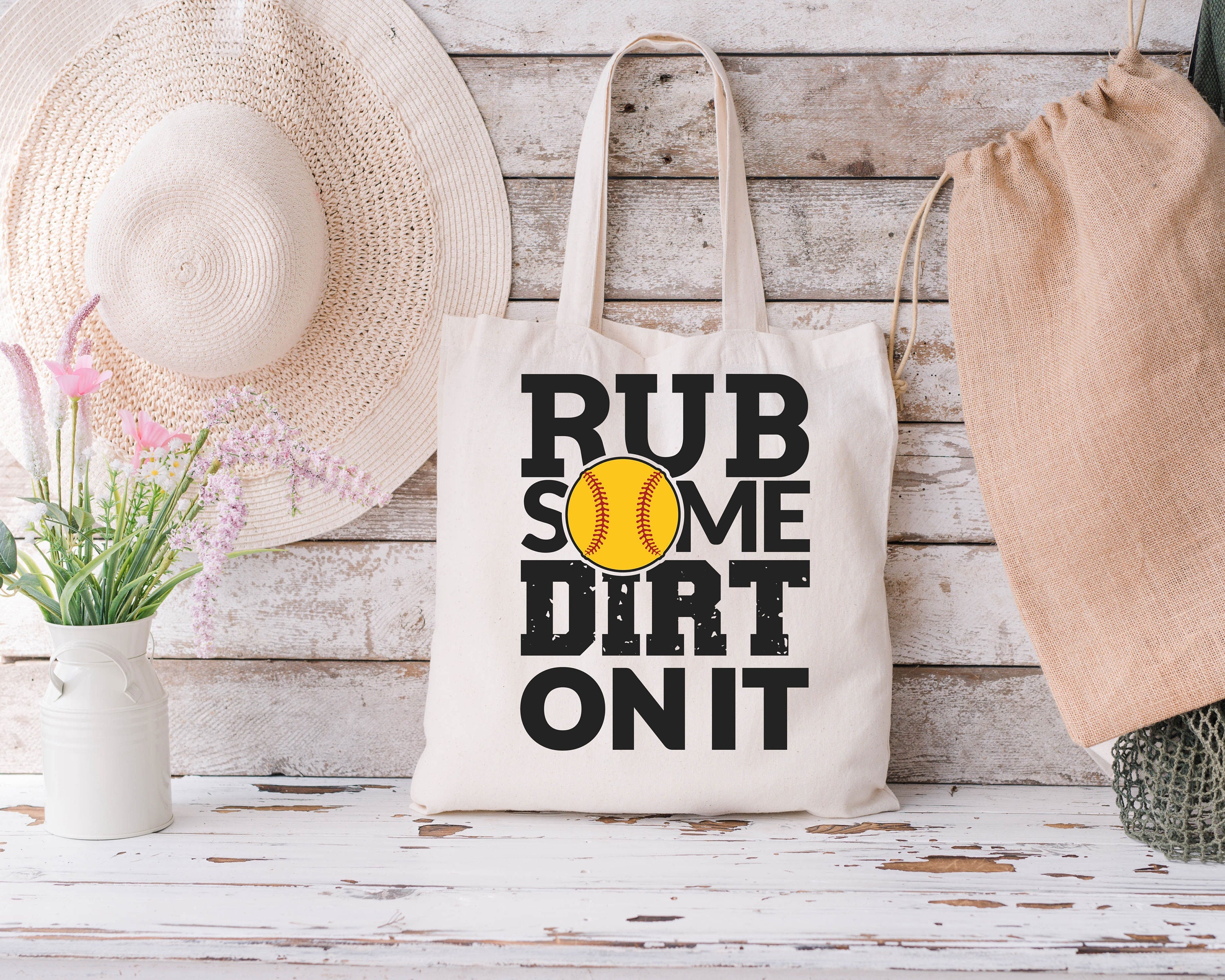 Rub Some Dirt On It Tote Bag, Softball Tote Bag, Softball Lo - Inspire ...