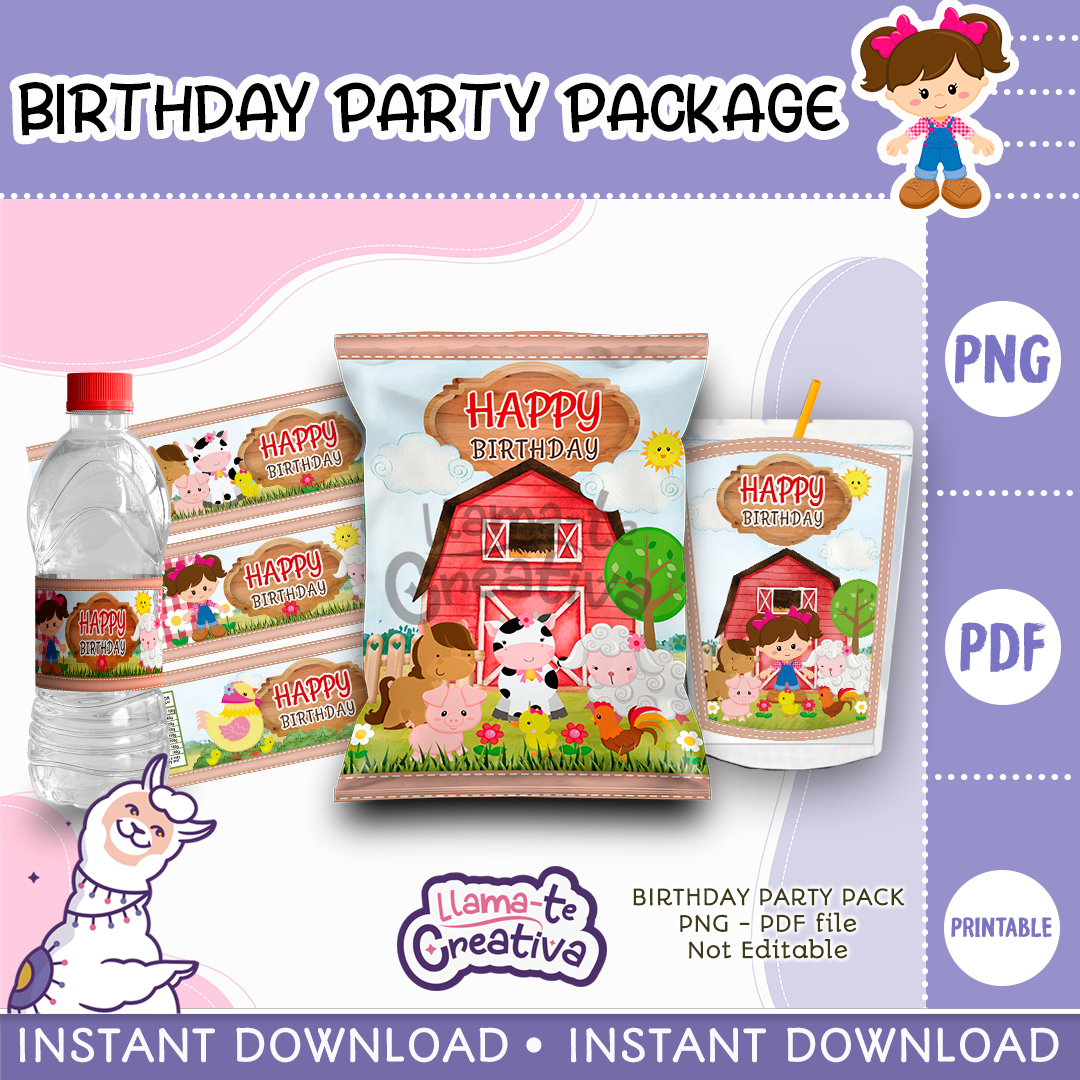 Farm Girl Party Pack, Farm Girl Chip Bag, Bottle label and j - Inspire ...