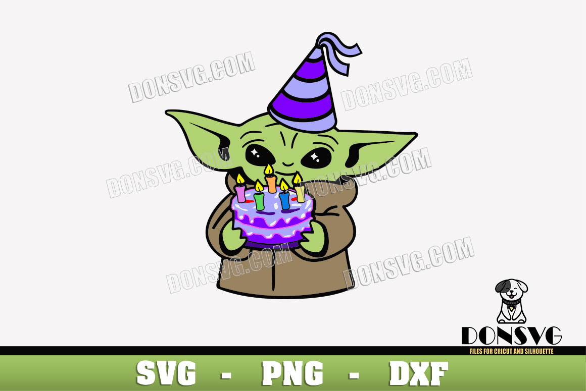 Grogu with Cake and Hat SVG Cut Files for Cricut Birthday Pa | Inspire ...