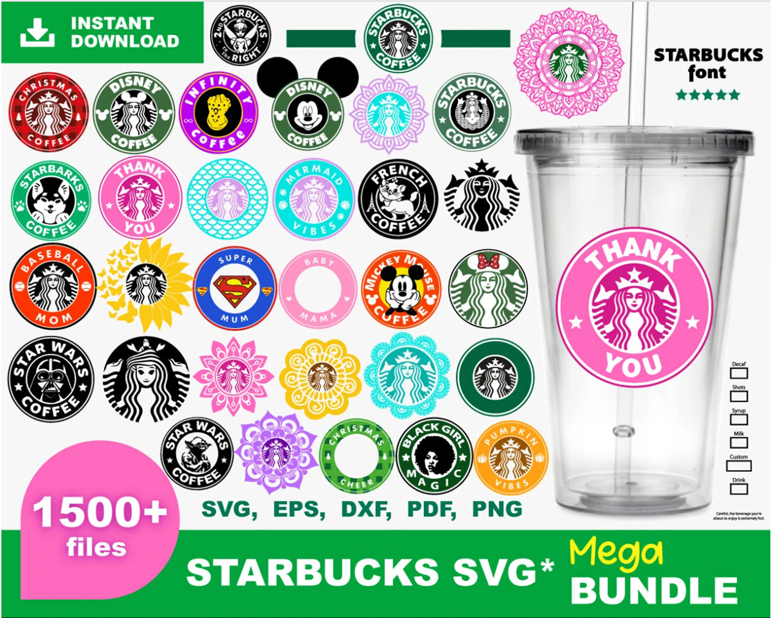1500 files Starbucks svg bundle , Digital Download | Inspire Uplift