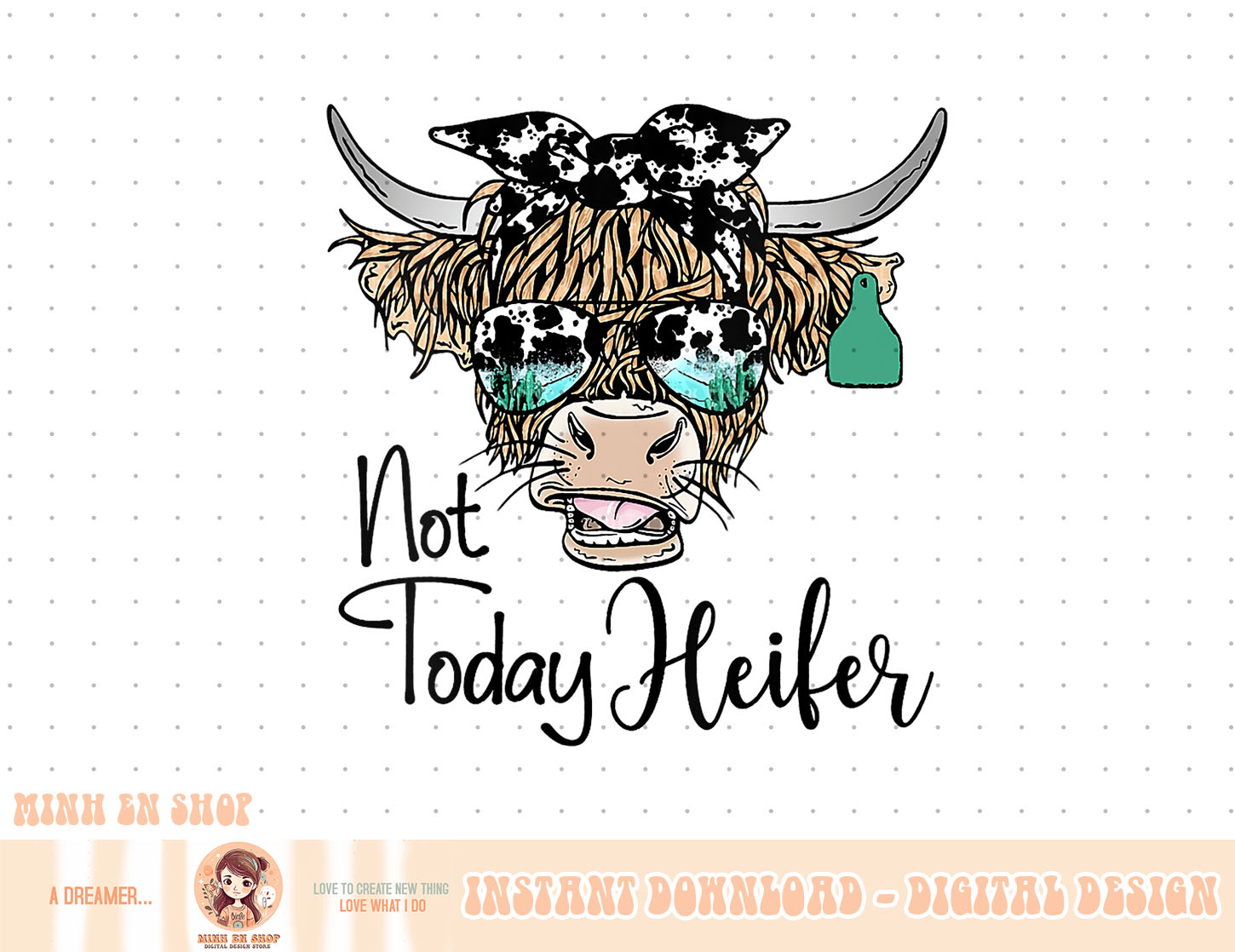 Womens Highland Cow Bandana Cowhide Not Today Heifer Western - Inspire ...