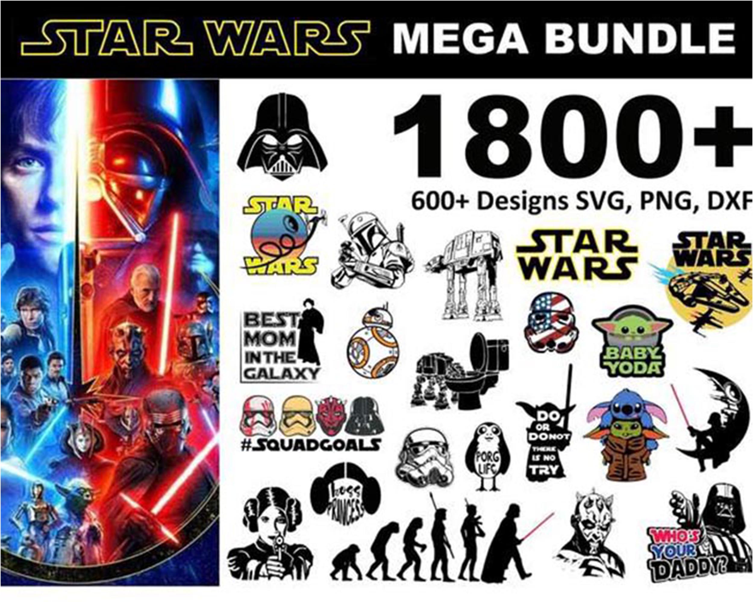 1800 file mega bundle star wars svg, Digital Download | Inspire Uplift