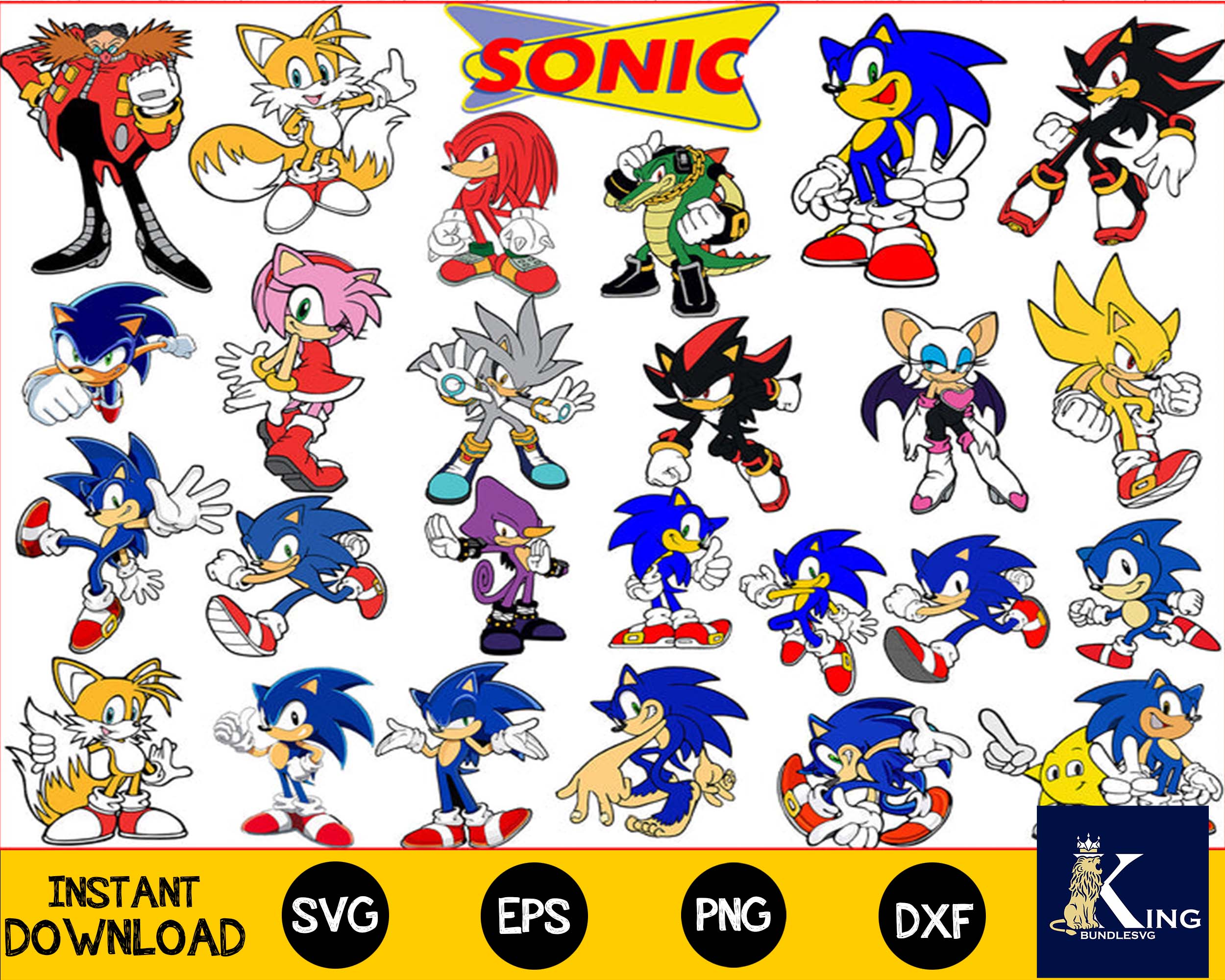 60 files Sonic svg, Sonic svg bundle, Digital Download | Inspire Uplift