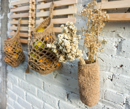 Jute fruit hanging basket| vegetable jute mesh hanging baske | Inspire ...