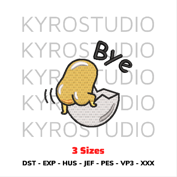 Gudetama Bye Anime Embroidery Design File/ Chibi Cute Embroi | Inspire ...