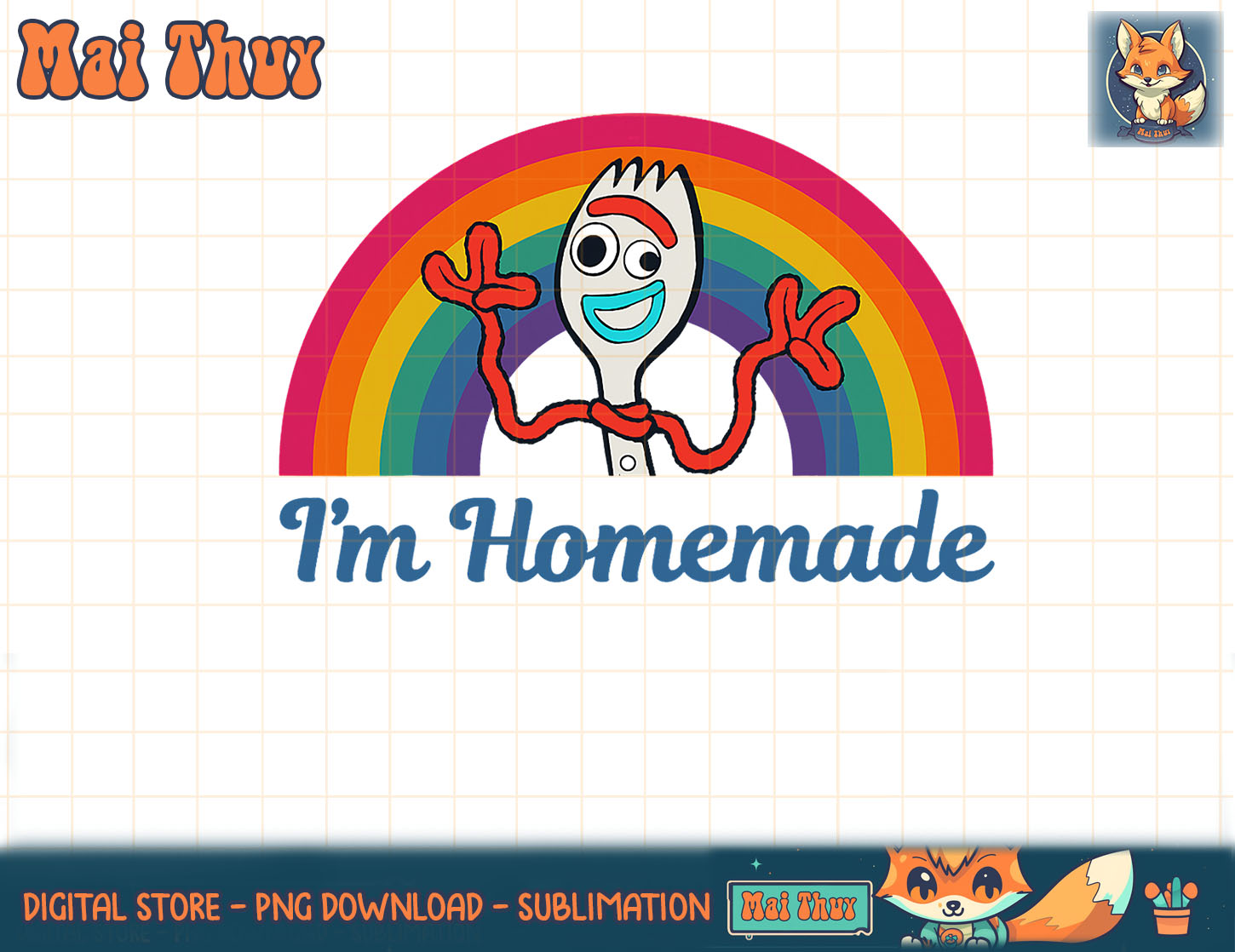 Disney Pixar Toy Story Forky I m Homemade Rainbow T-Shirt co - Inspire ...