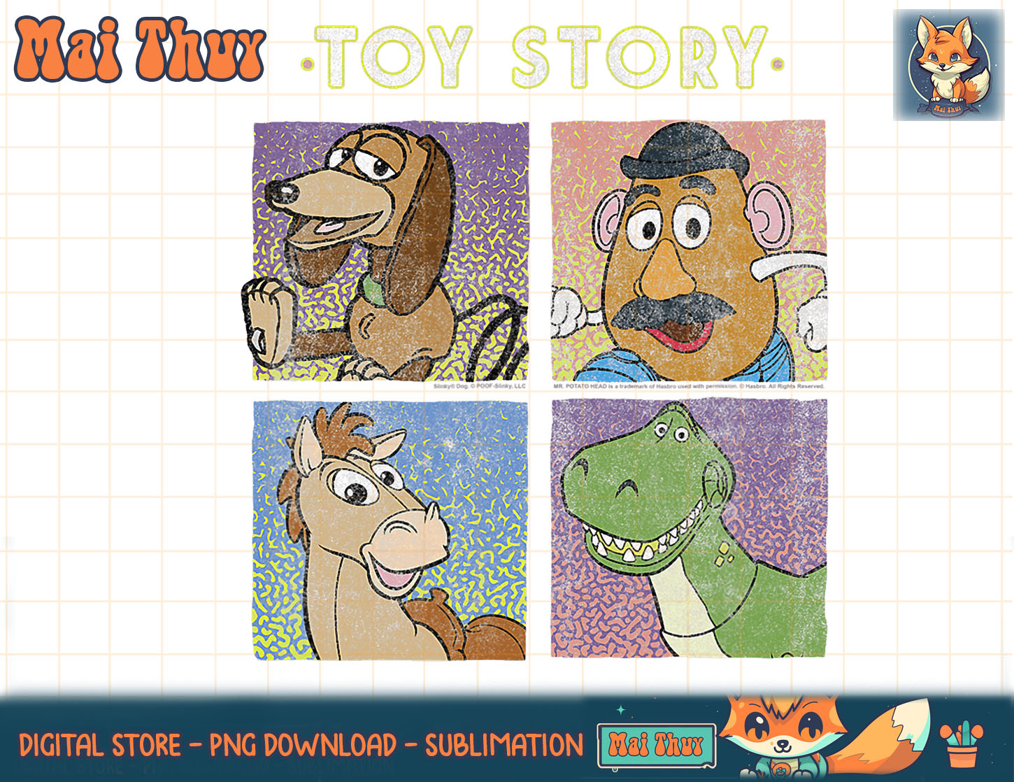 Disney Pixar Toy Story Group Shot Boxed Up Distressed Color | Inspire ...