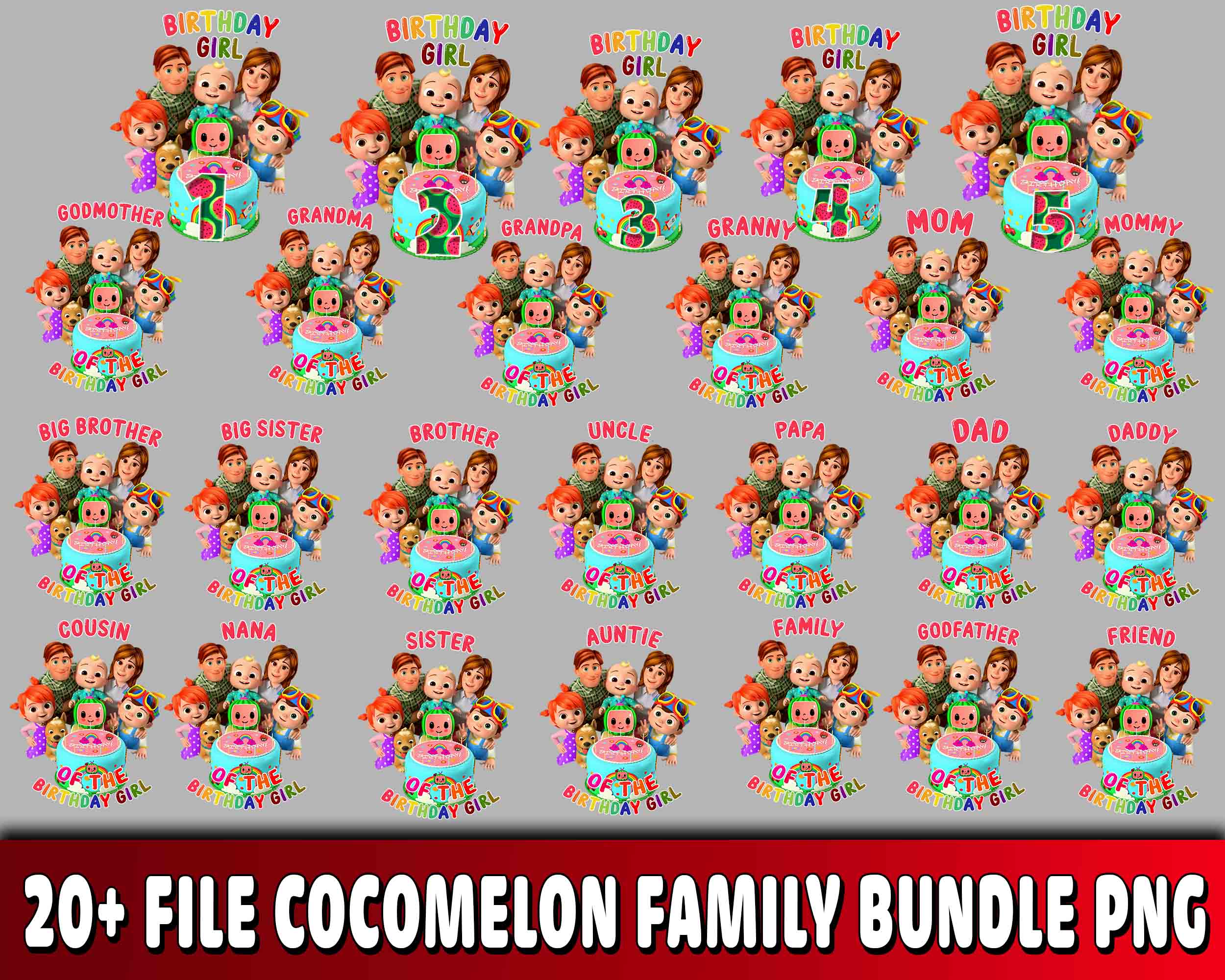 20 file Cocomelon family bundle PNG | Inspire Uplift