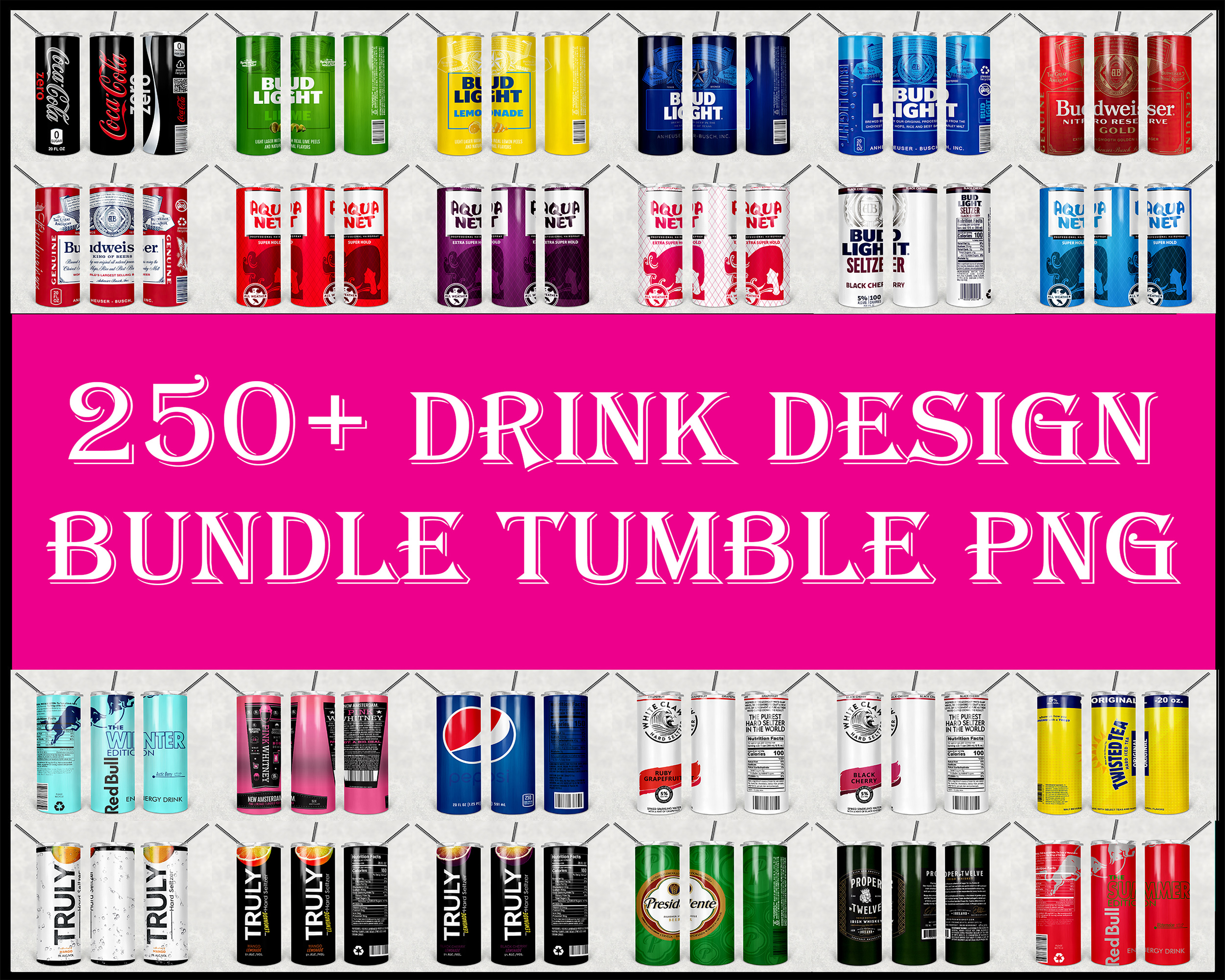 250 Tumbler Drink Designs Bundle PNG High Quality, Designs 2 | Inspire ...