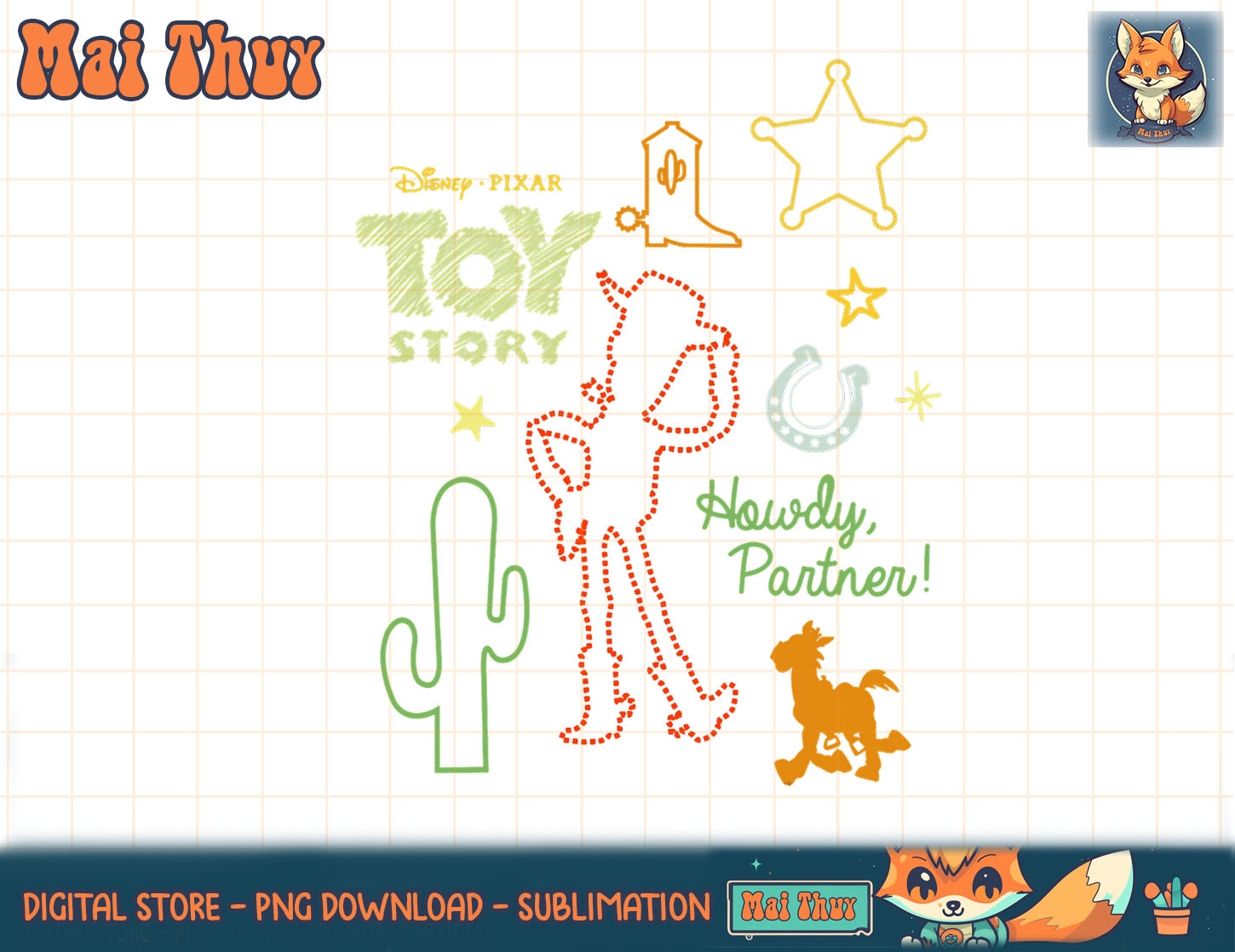 Disney Pixar Toy Story Howdy Partner Woody Shapes T-Shirt co | Inspire ...