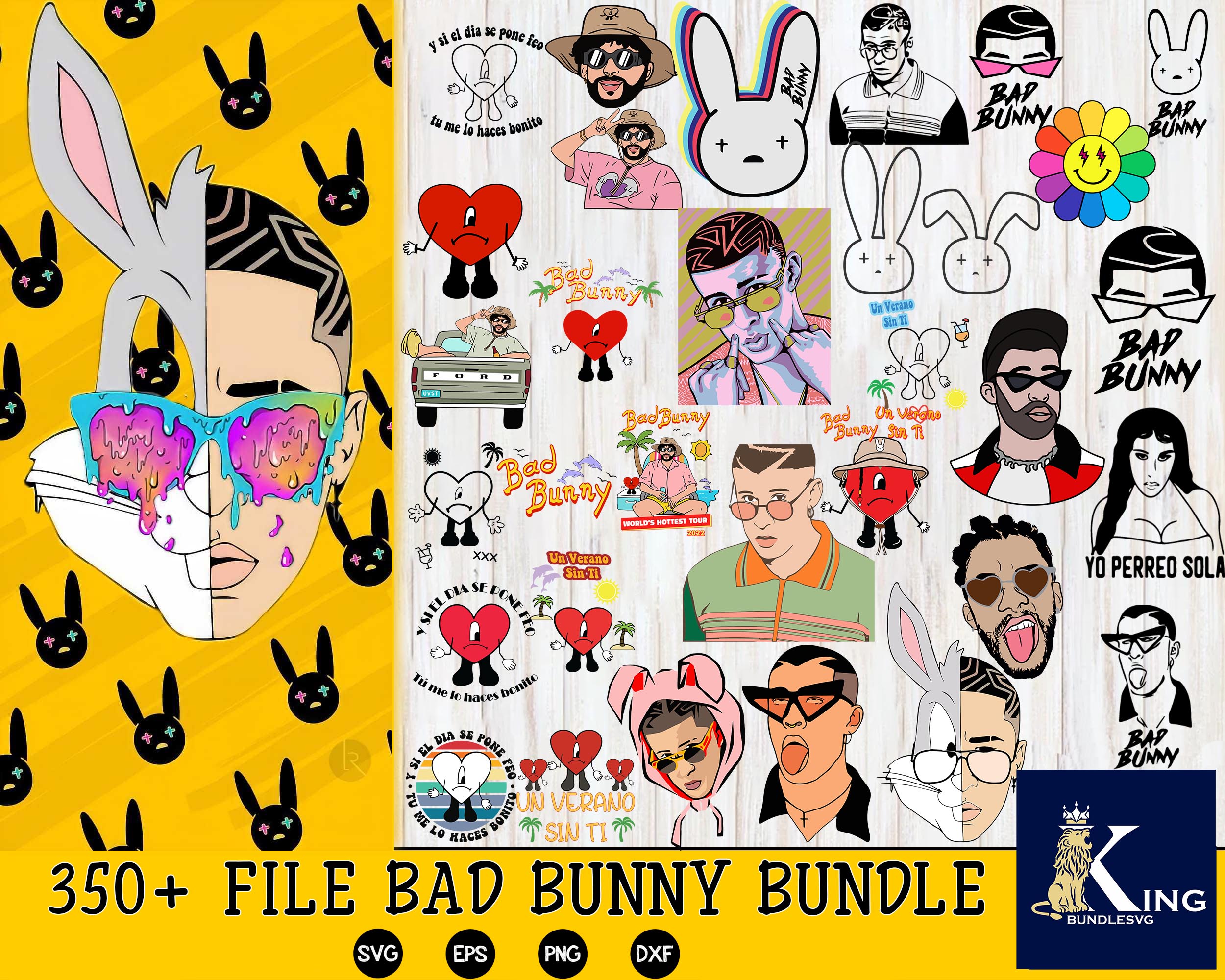 350 file bad bunny bundle svg , Digital Download | Inspire Uplift