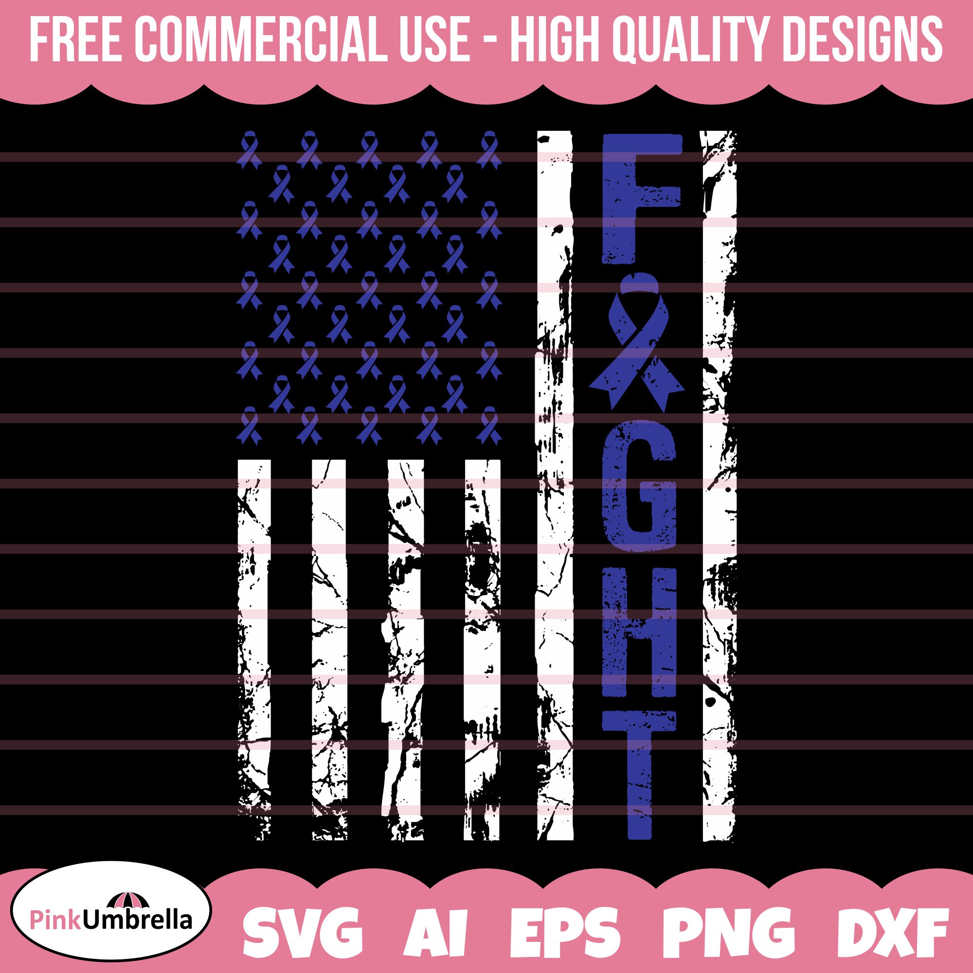 Colon Cancer Fight USA Flag Svg, Cancer ribbon SVG, Colon Ca | Inspire ...