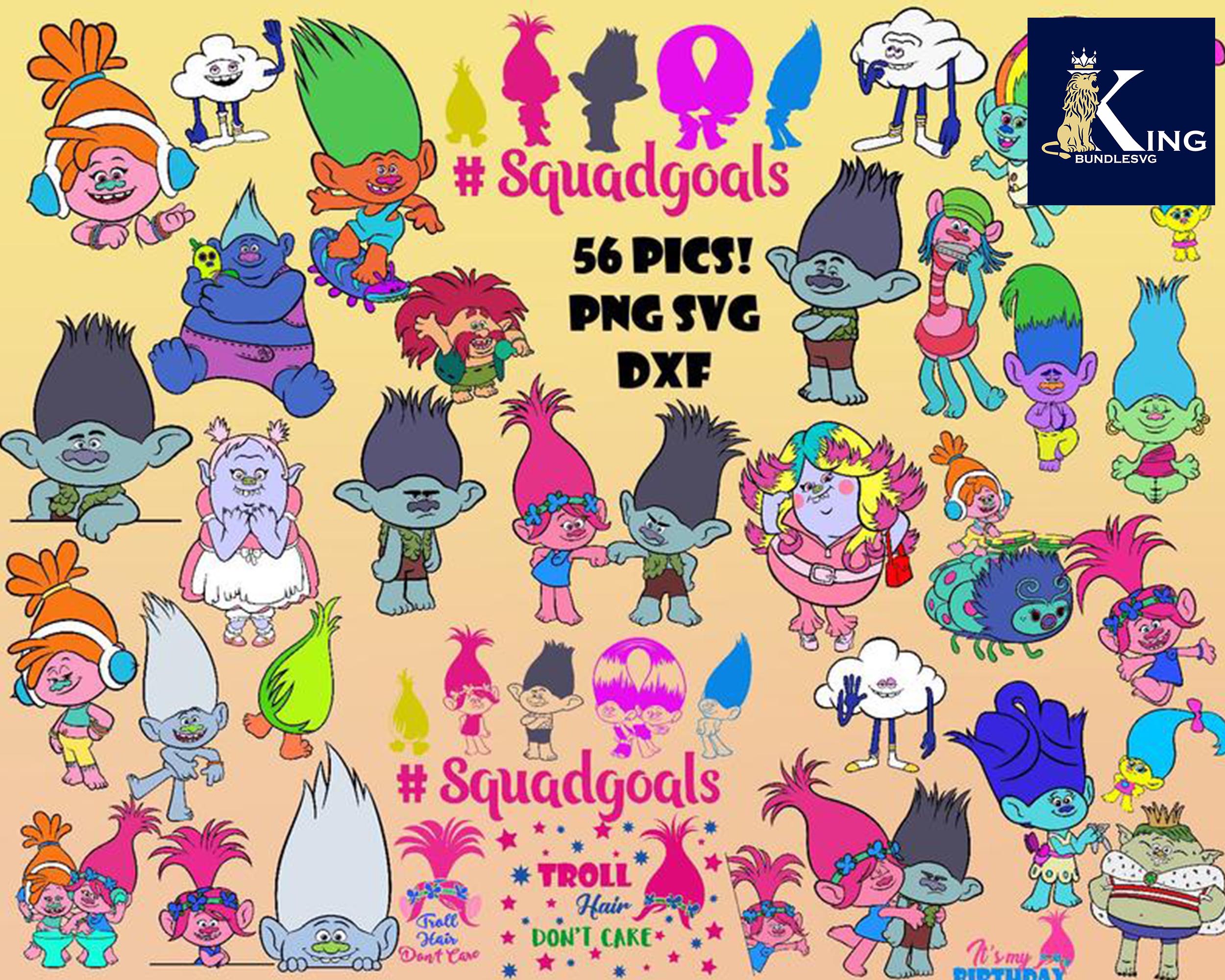 56 pics Trolls Squadgoals Svg,Troll Poppy Hair svg, , Digita | Inspire ...