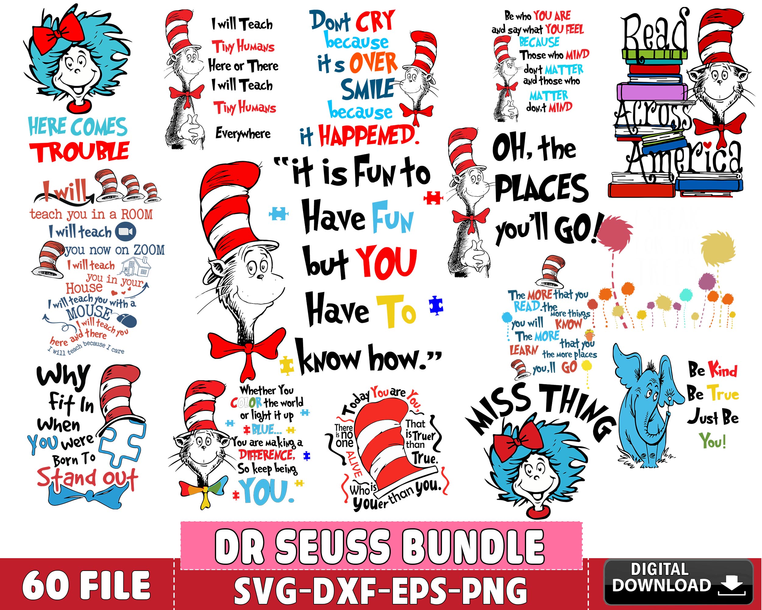 60 file dr seuss bundle svg, cat in the hat bundle svg, dr s | Inspire ...