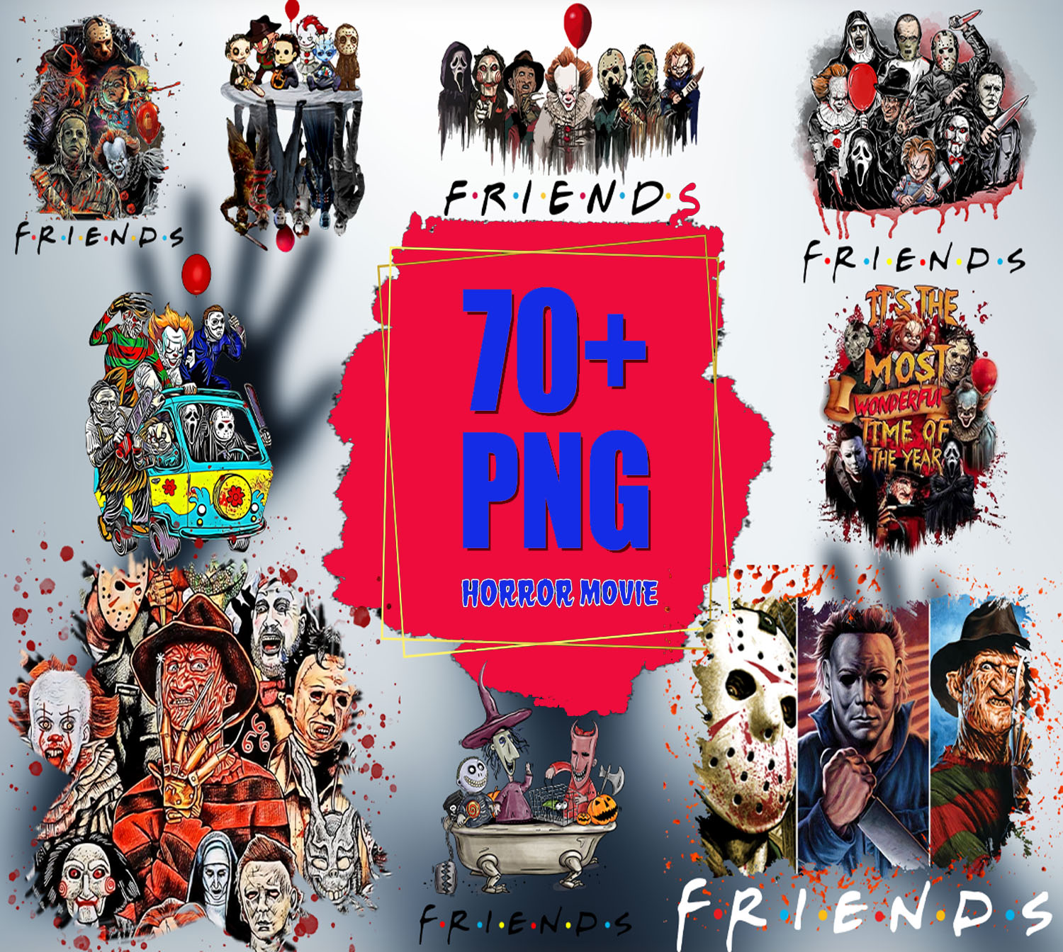 Horror Movie Friends Bunlde Png, Halloween Png, Horror Movie | Inspire ...