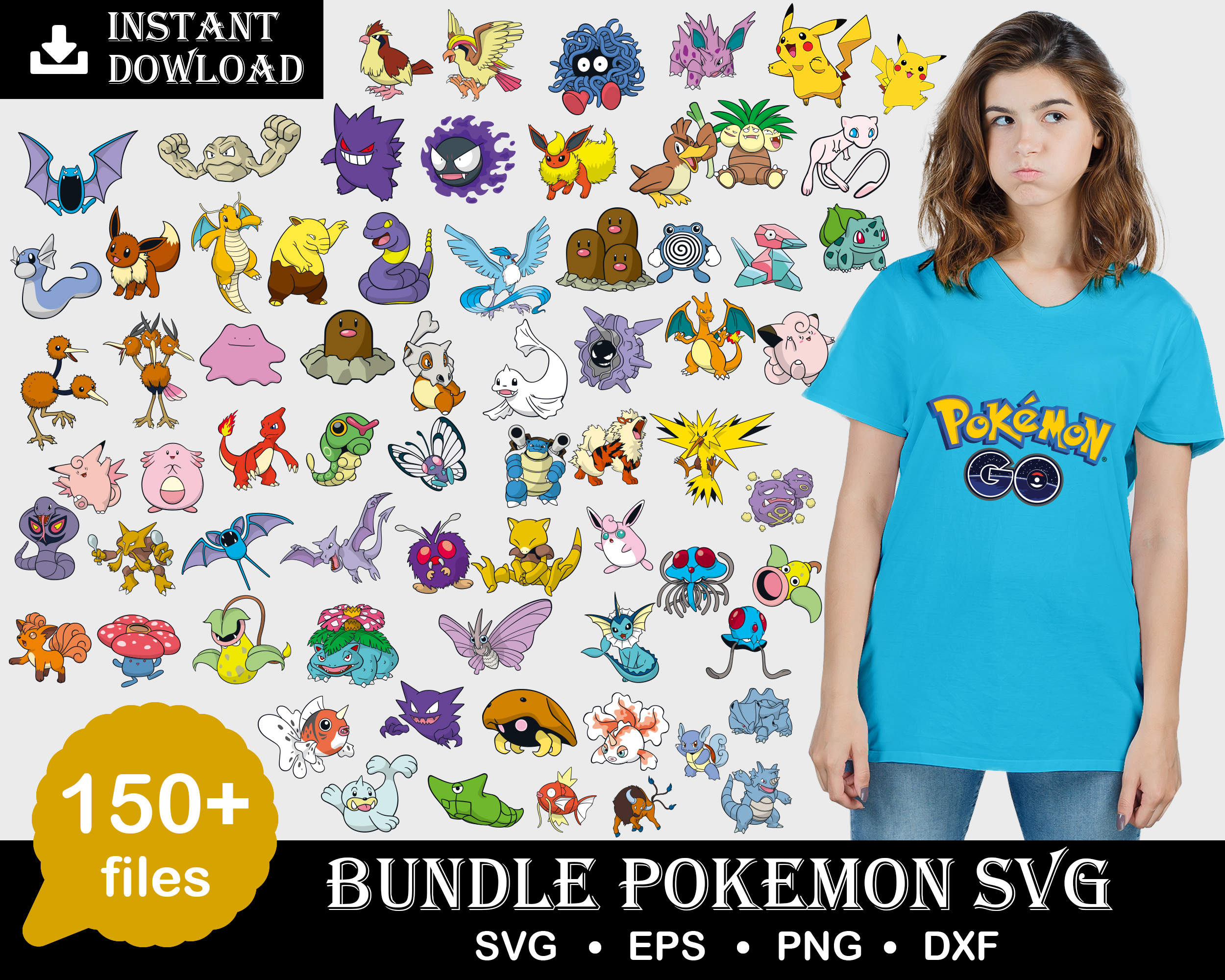 150 file pokemon bundle svg, Digital Download | Inspire Uplift