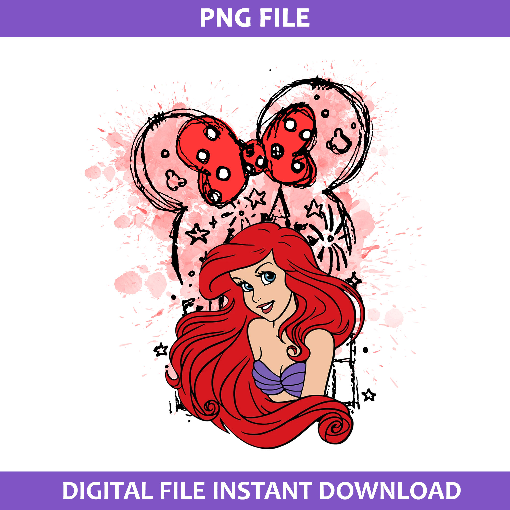 Ariel Minnie Bow Ears Png, Little Mermaid Png, Minnie Mouse | Inspire ...