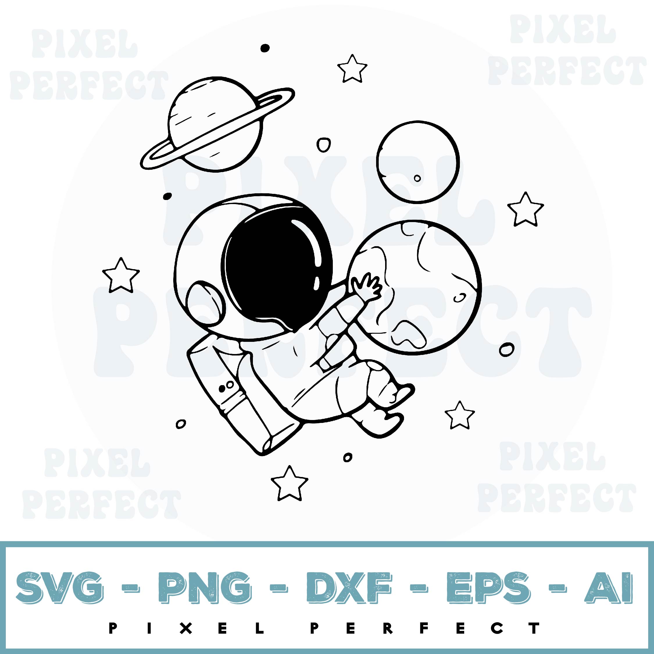 Astronaut with Planet Svg, Galaxy vector for cutting Cosmona | Inspire ...