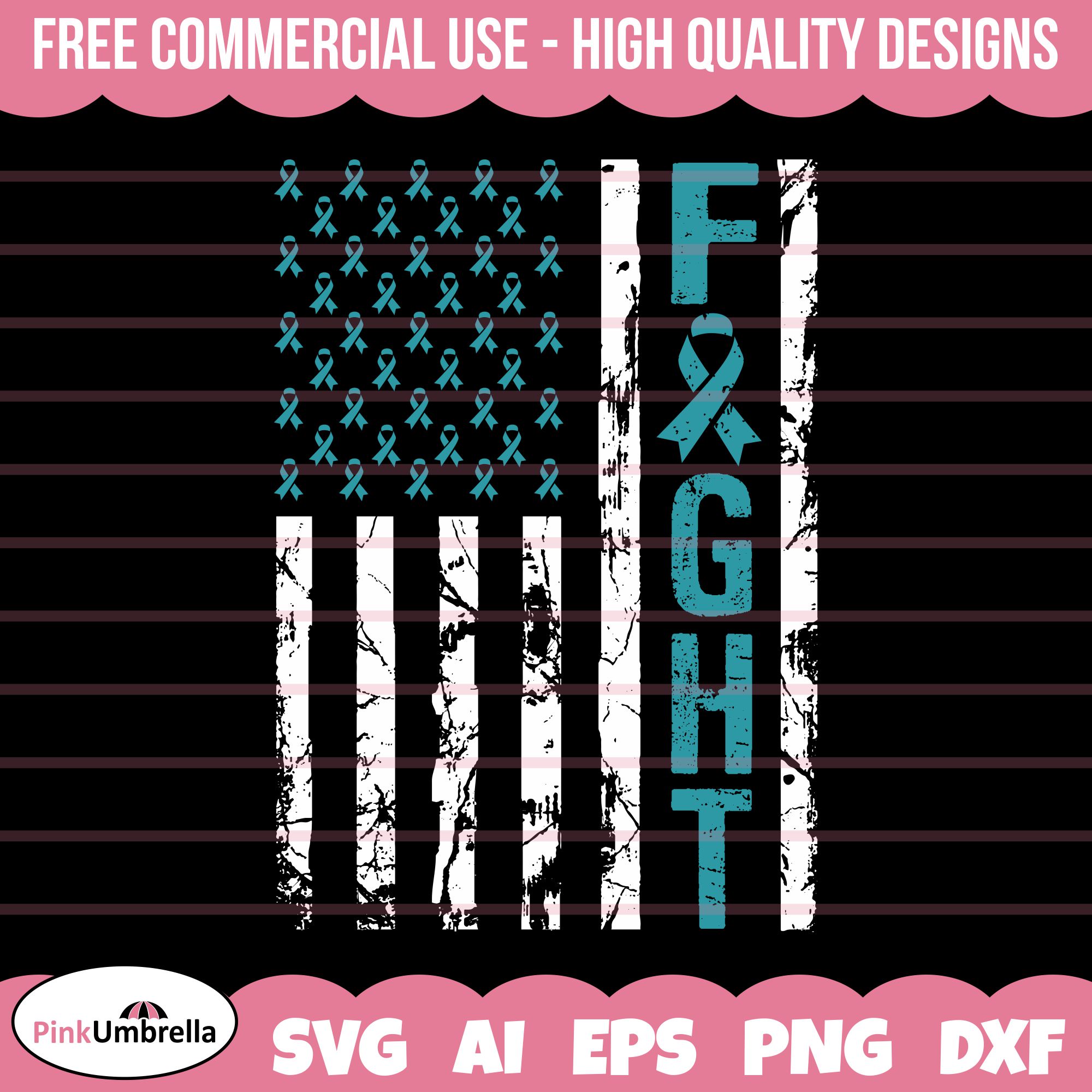 Peritoneal Cancer Fight USA Flag Svg, Cancer Ribbon SVG, Pe - Inspire ...