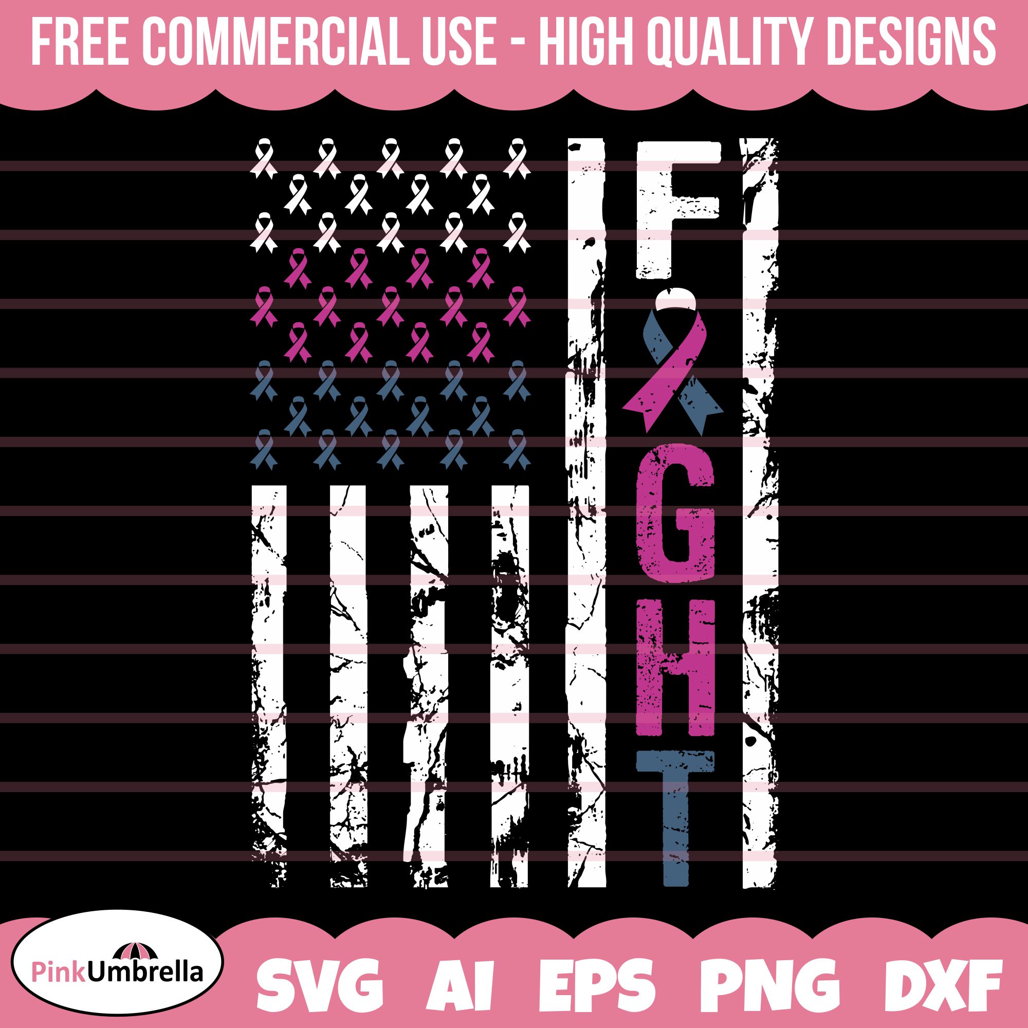 Thyroid Cancer Fight USA Flag Svg, Cancer Ribbon SVG, Thyroi | Inspire ...