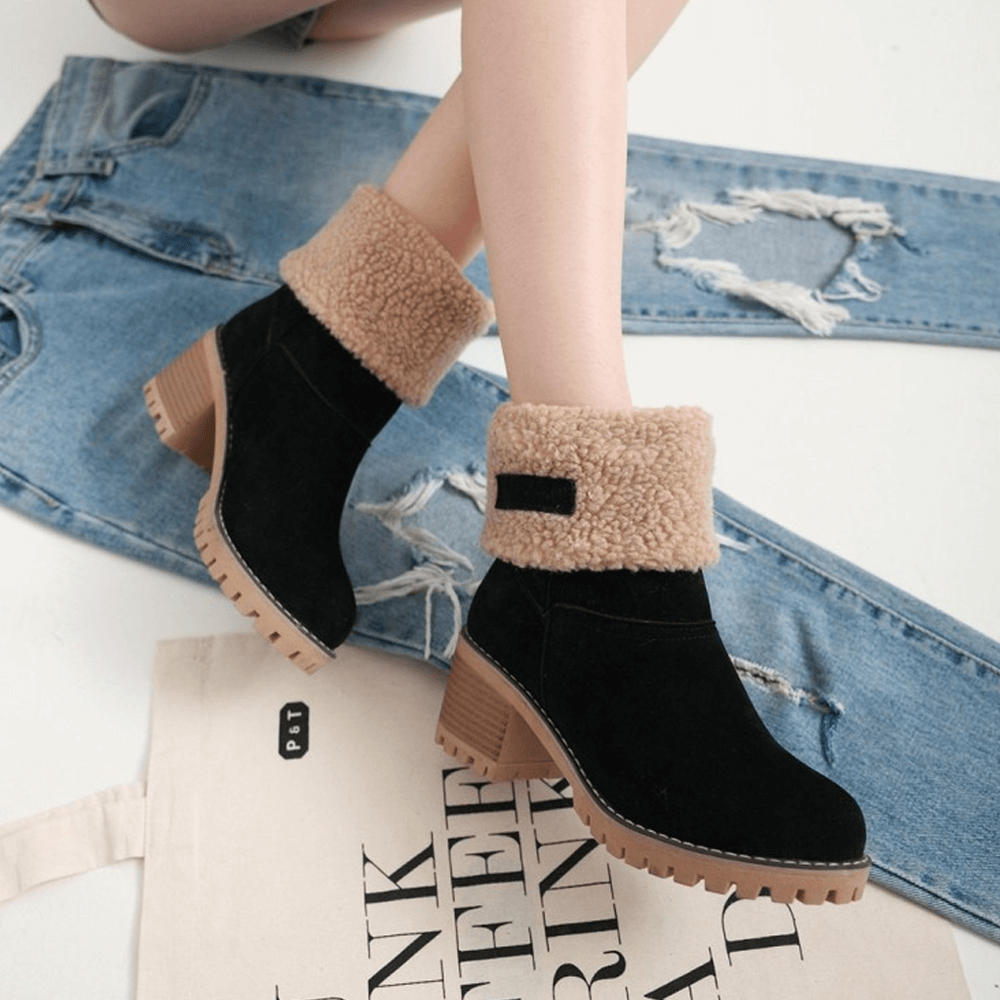 Women Lace Up Fur Winter Snow Boots - Inspire Uplift