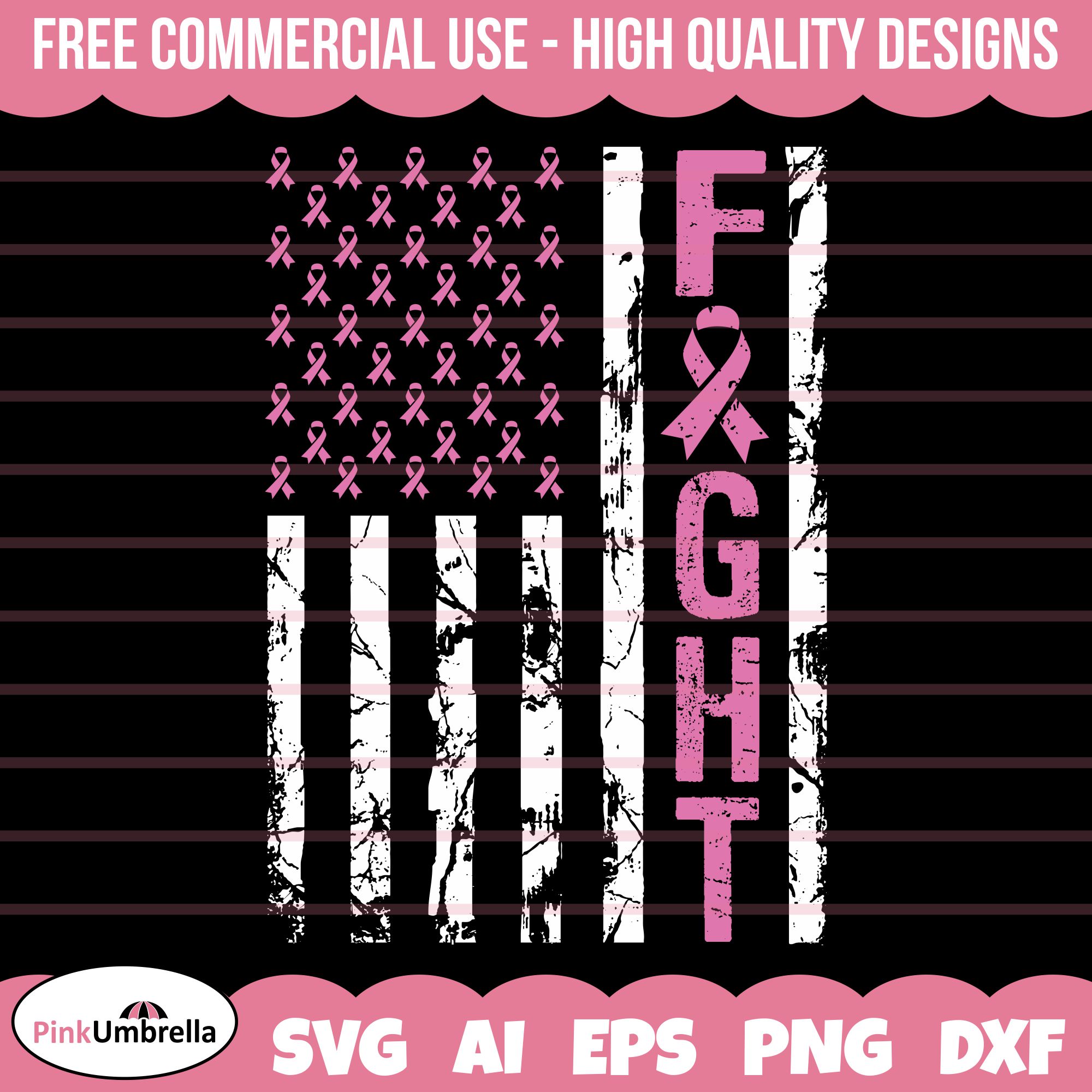 Breast Cancer Fight USA Flag Svg, Cancer Ribbon SVG, Breast | Inspire ...