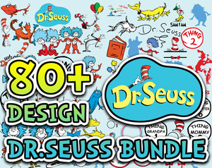 80 Literature Svg Bundle, Cat In The Hat Bundle Svg, Thing 1 | Inspire ...