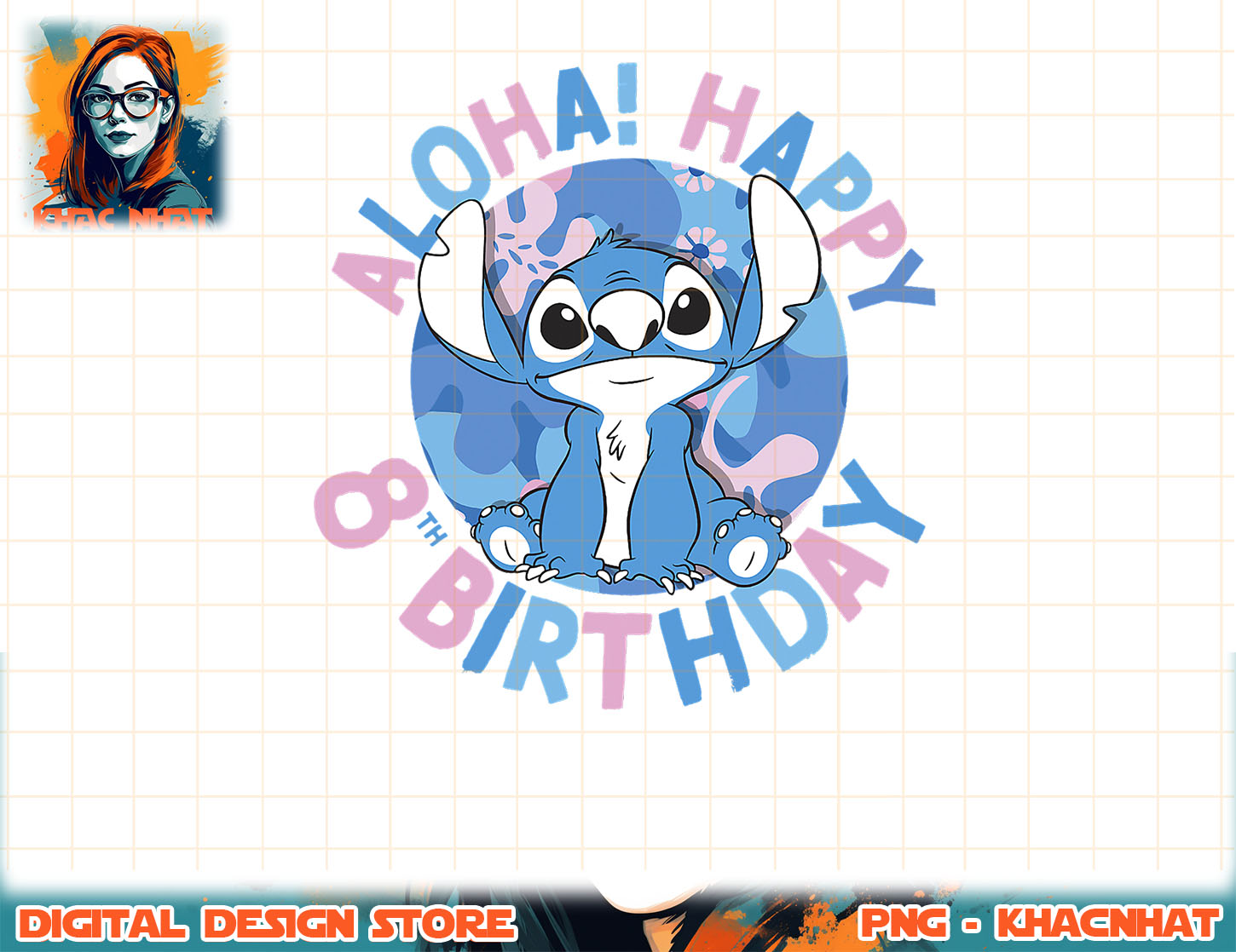 Disney Lilo & Stitch Aloha Happy 8th Birthday png | Inspire Uplift