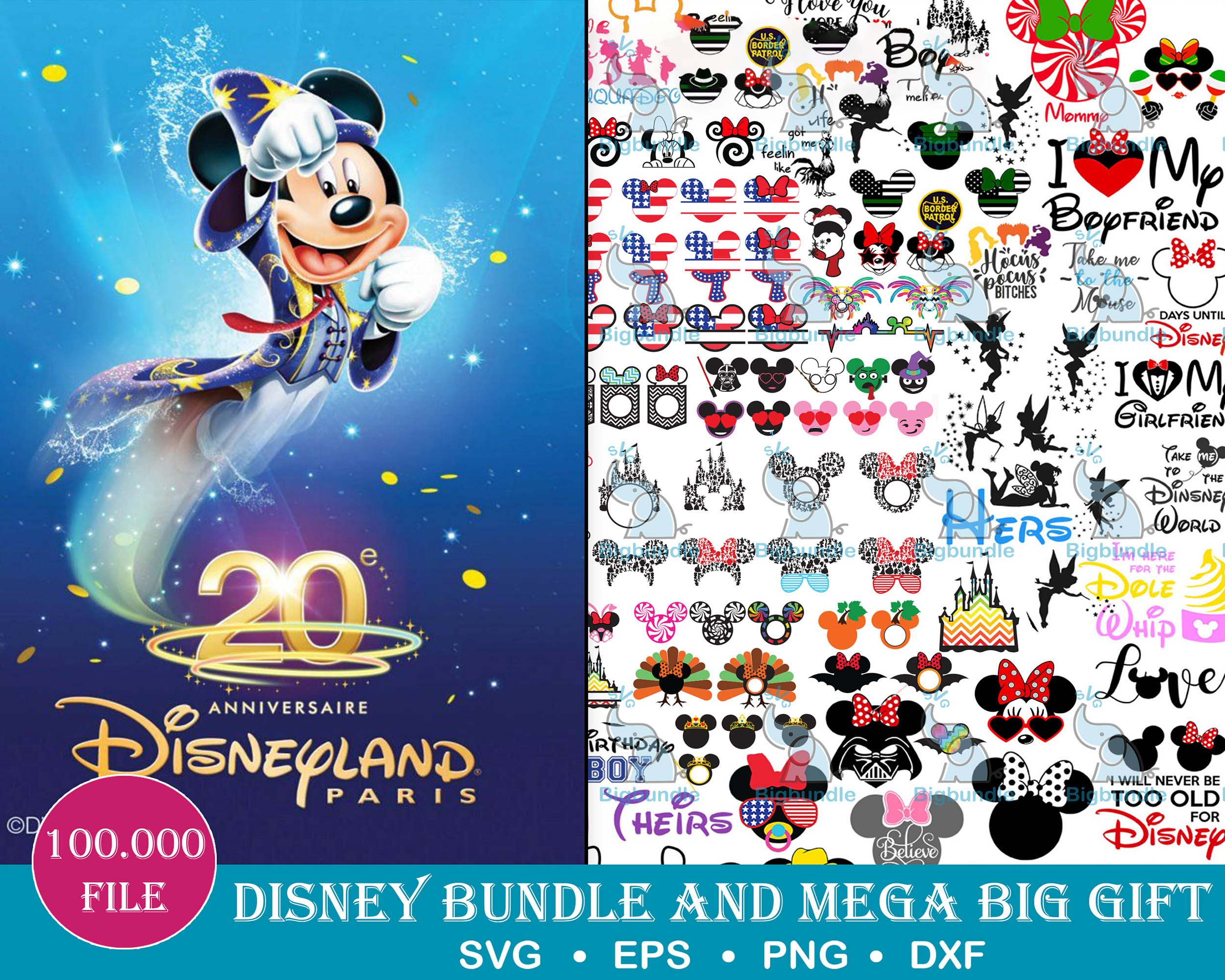 100,000 files Disney Svg dxf eps png file ,mega bundle disne | Inspire ...