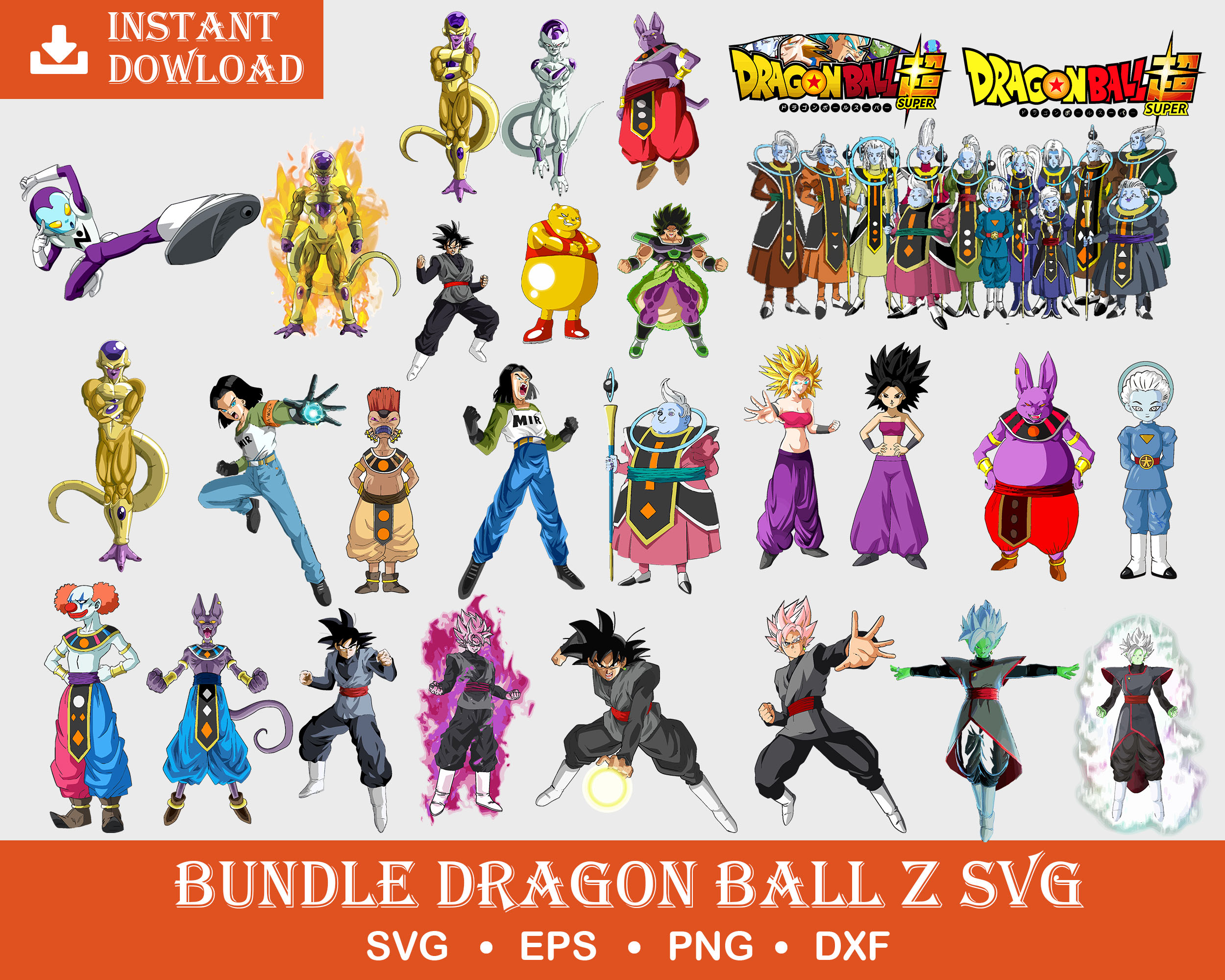 200 files Dragon Ball Z Bundle svg, Digital Download | Inspire Uplift