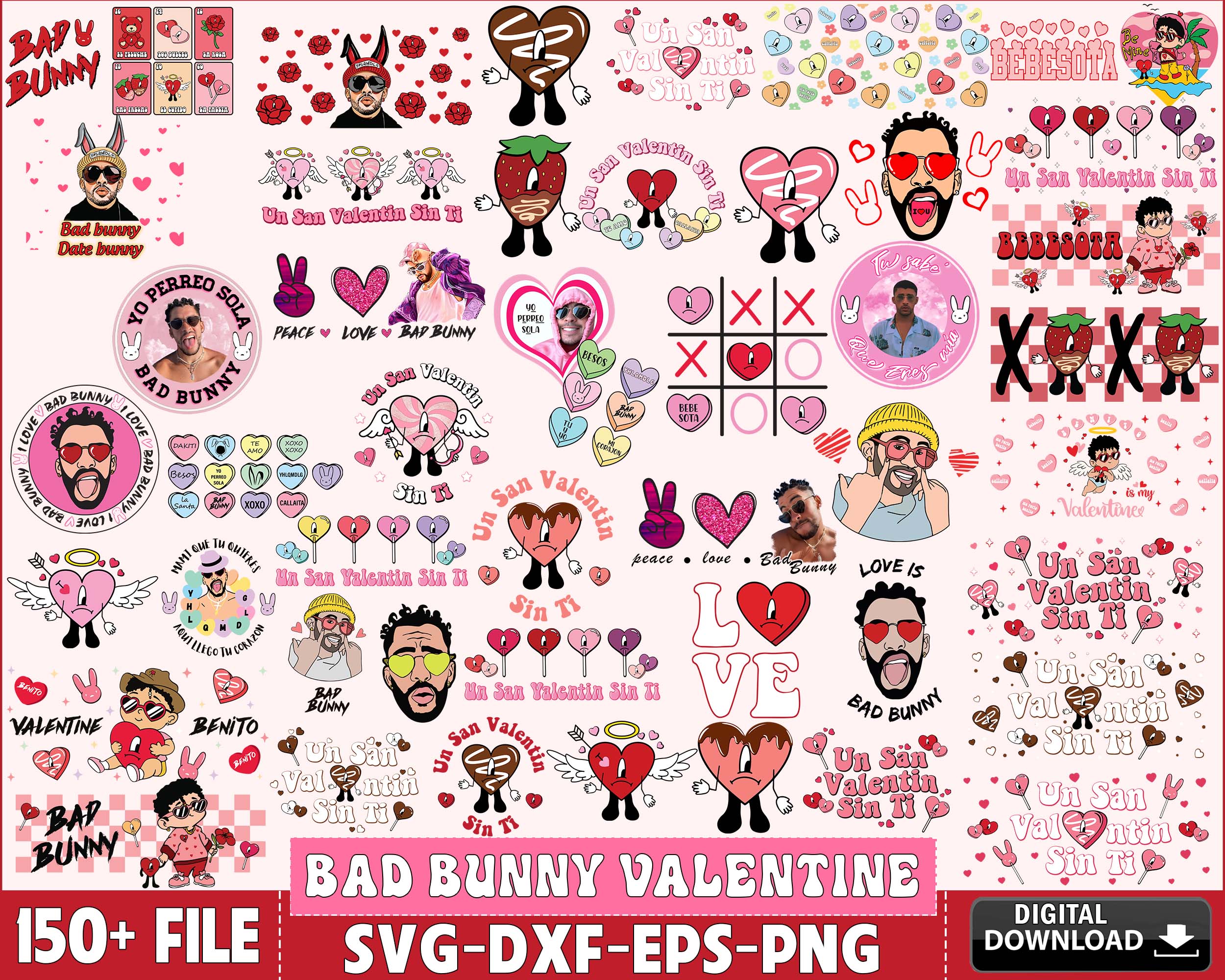 150 file Bad Bunny valentine bundle SVG , Bad Bunny valentin - Inspire ...