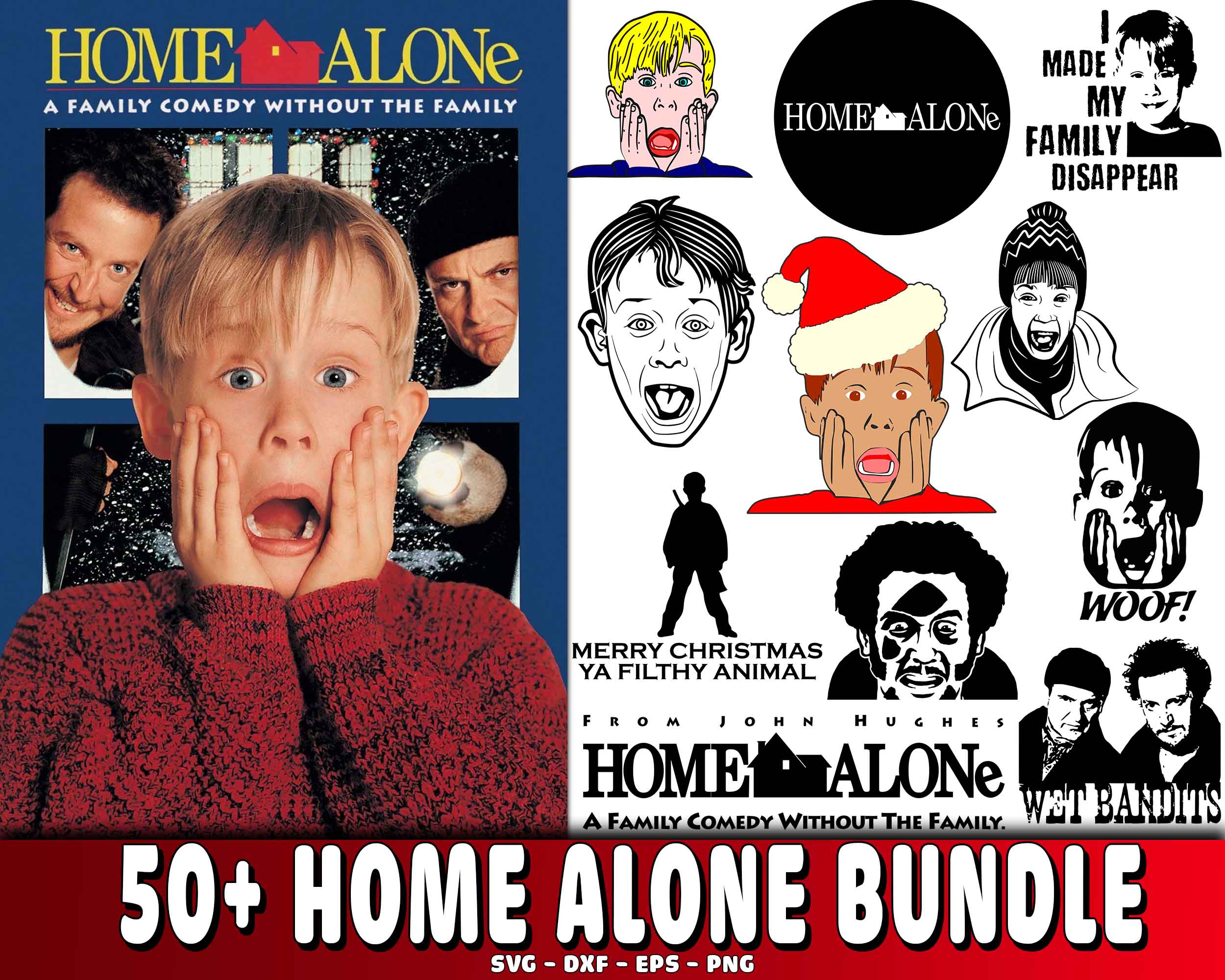 50 file home alone bundle svg, Digital Download - Inspire Uplift