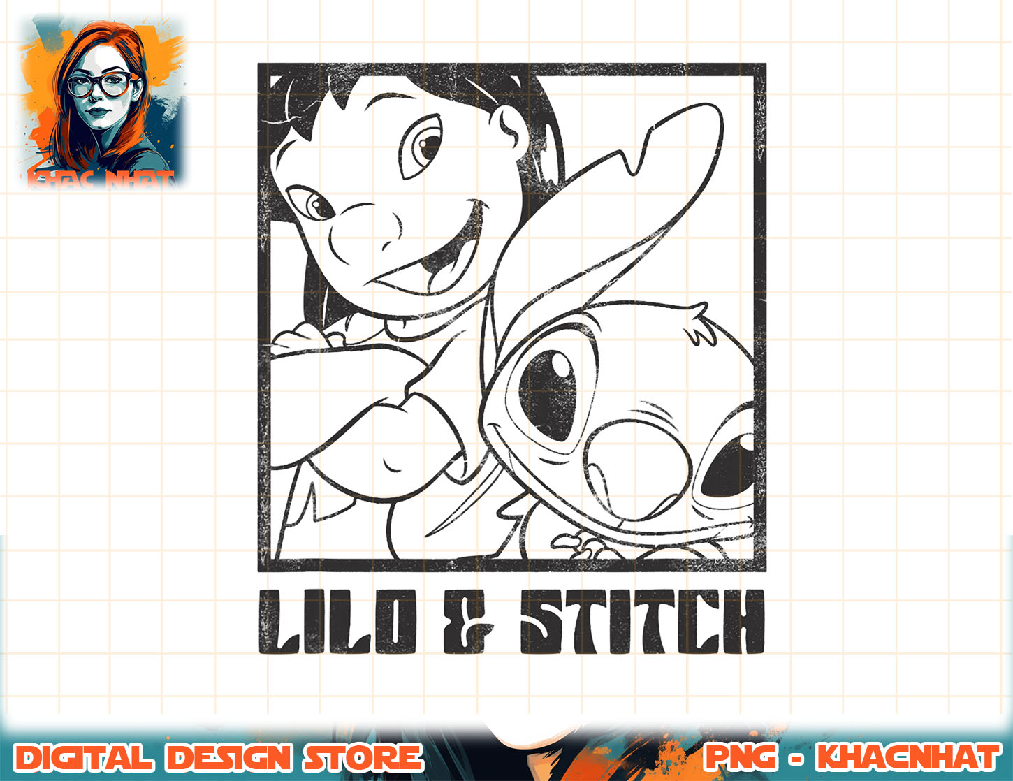 Disney Lilo & Stitch Boxed Up Portrait Outline png | Inspire Uplift
