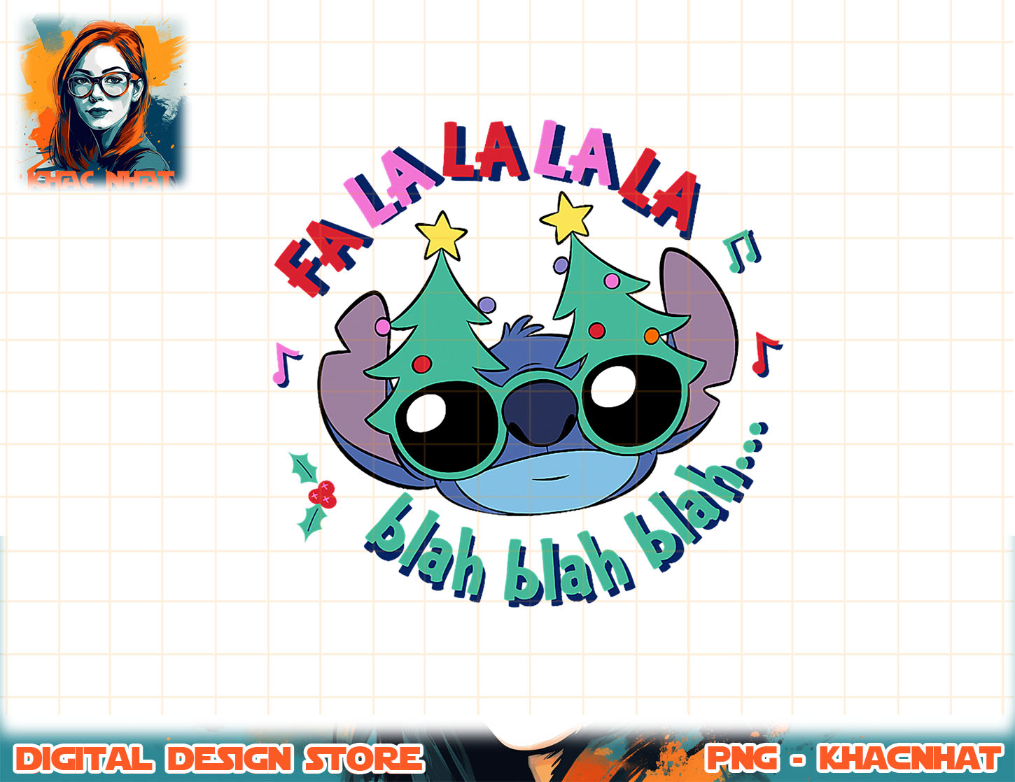 Disney Lilo & Stitch Christmas Fa La Blah Big Face png | Inspire Uplift