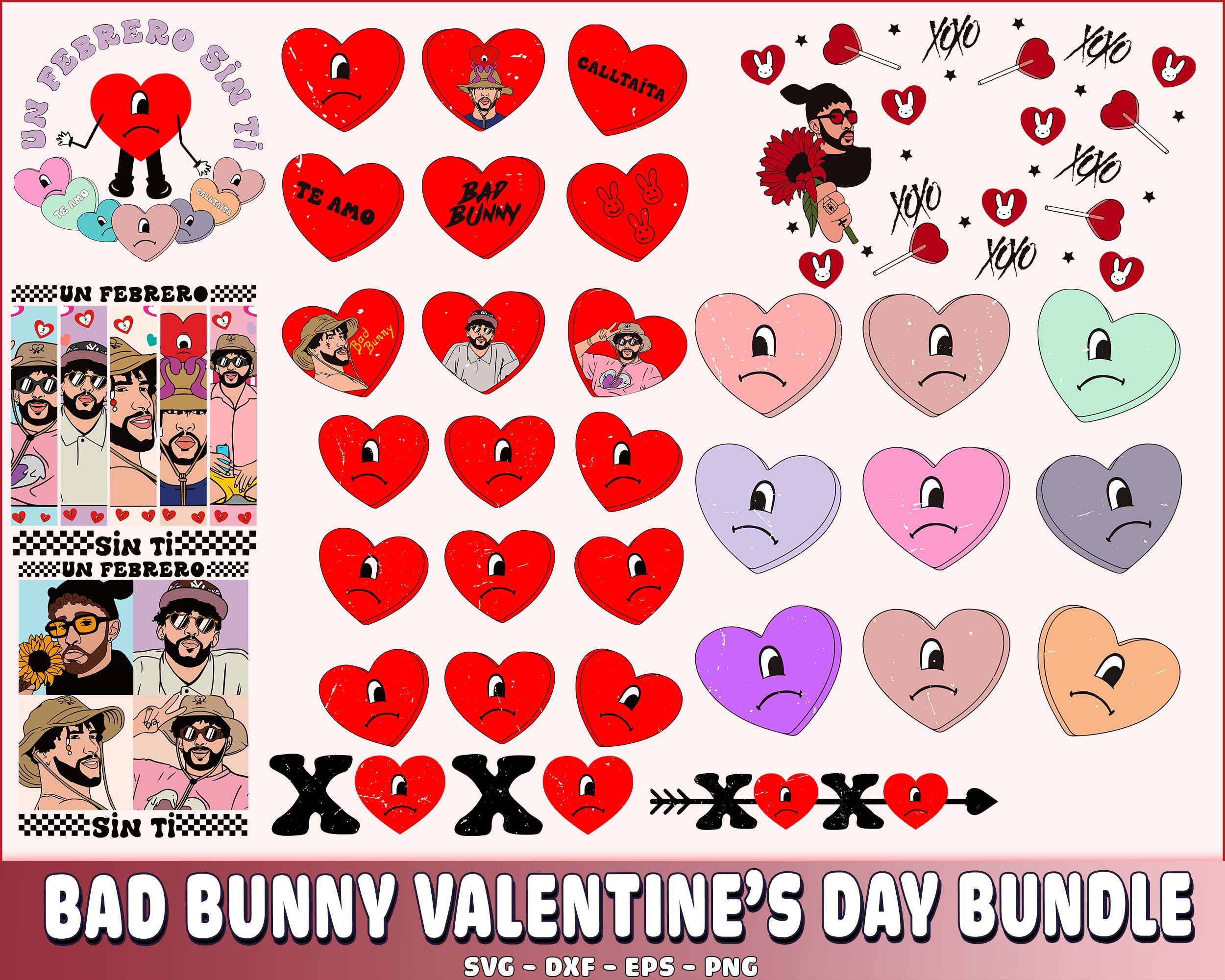 Valentines Day Bad Bunny bundle svg, Un Febrero Sin Ti Valen | Inspire ...