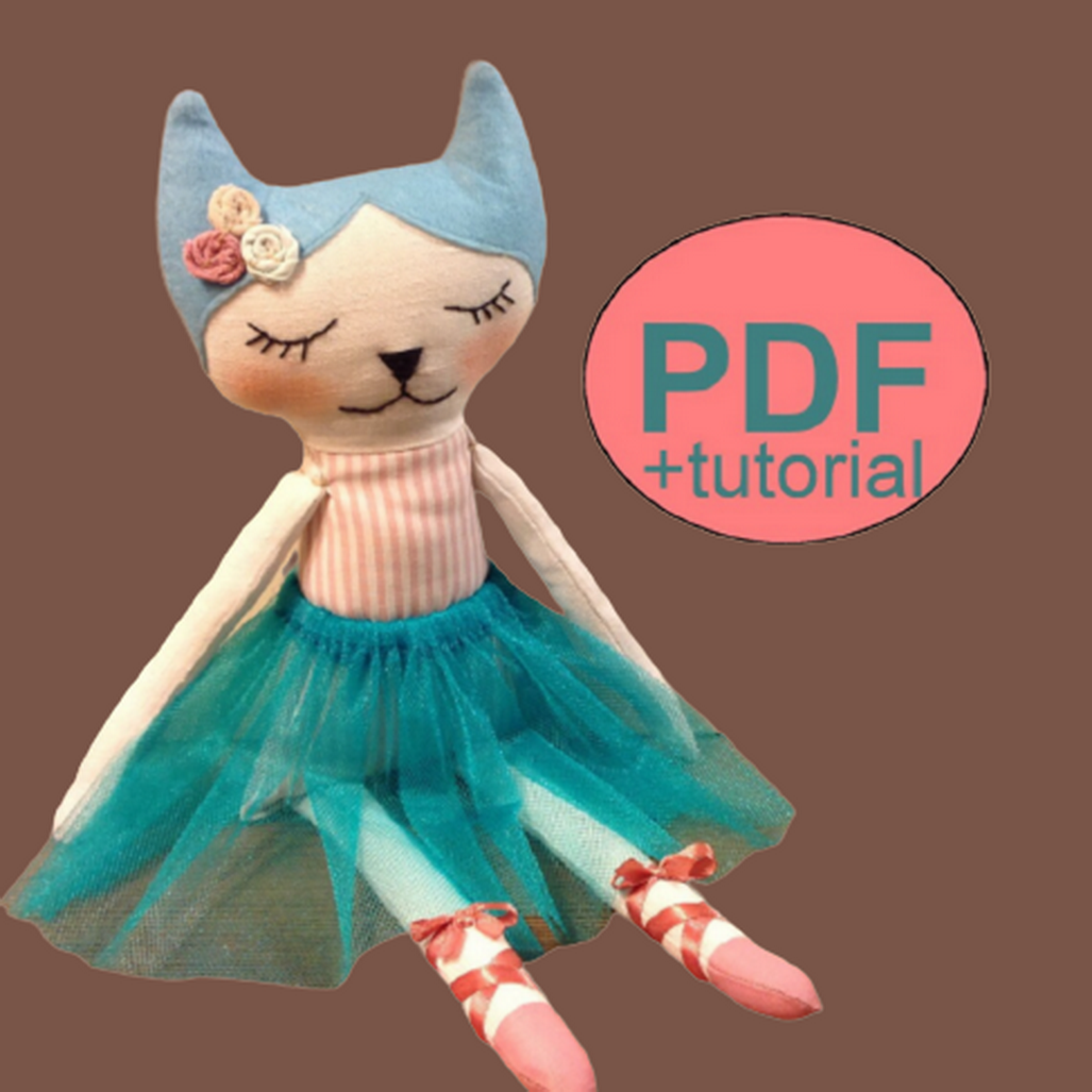 Cat pattern Ballerina cat doll sewing pattern Tutorial PDF R | Inspire Uplift
