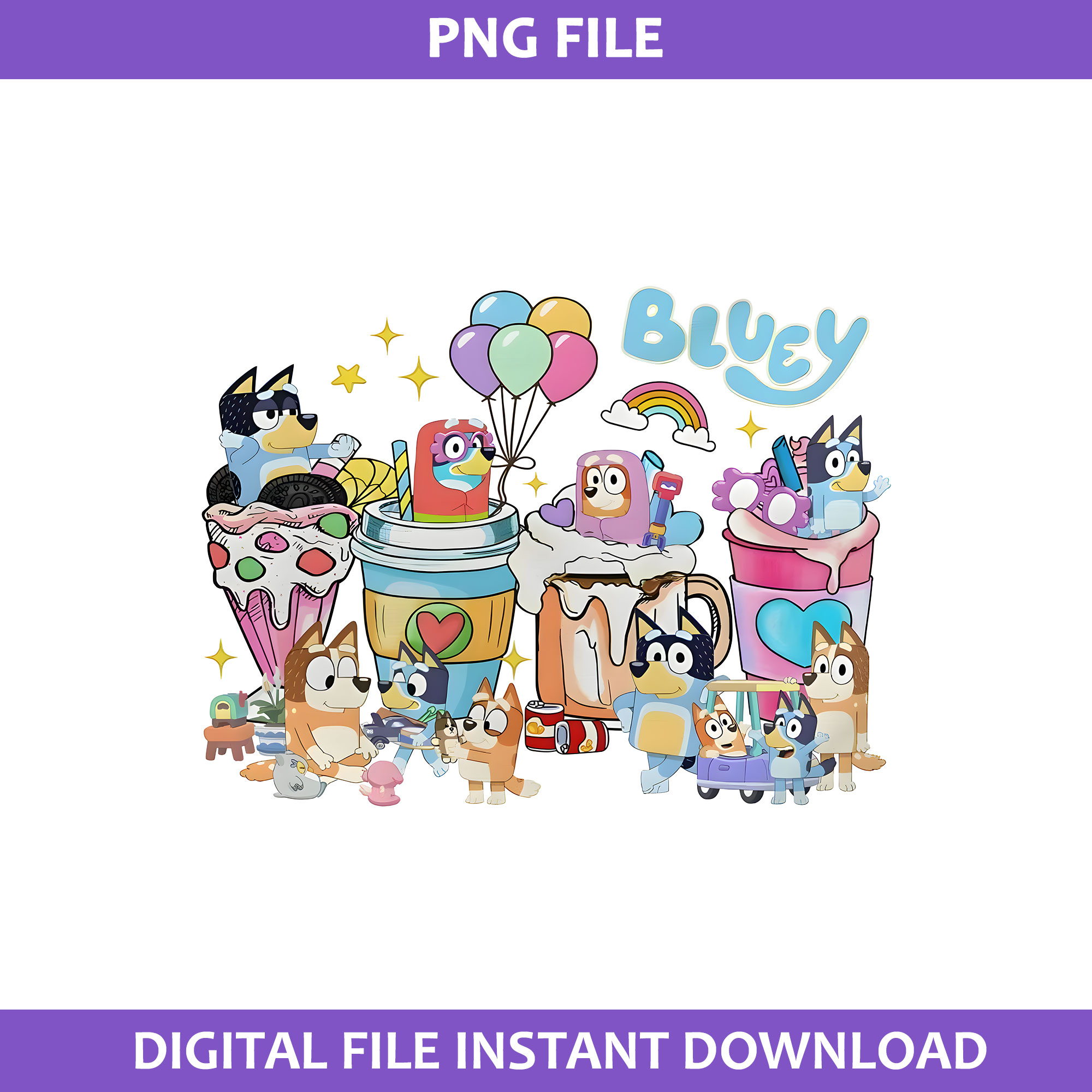 Bluey Coffee Png, Bluey Partty Png, Bluey Family Png, Bluey - Inspire ...