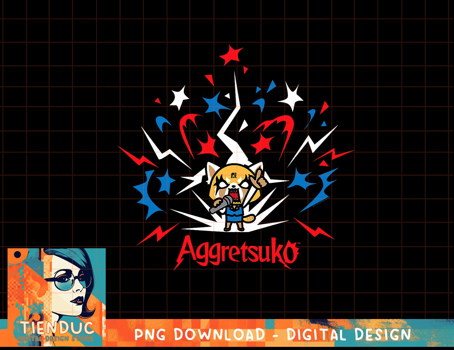 Aggretsuko Fireworks Rage Karaoke T-Shirt copy png | Inspire Uplift
