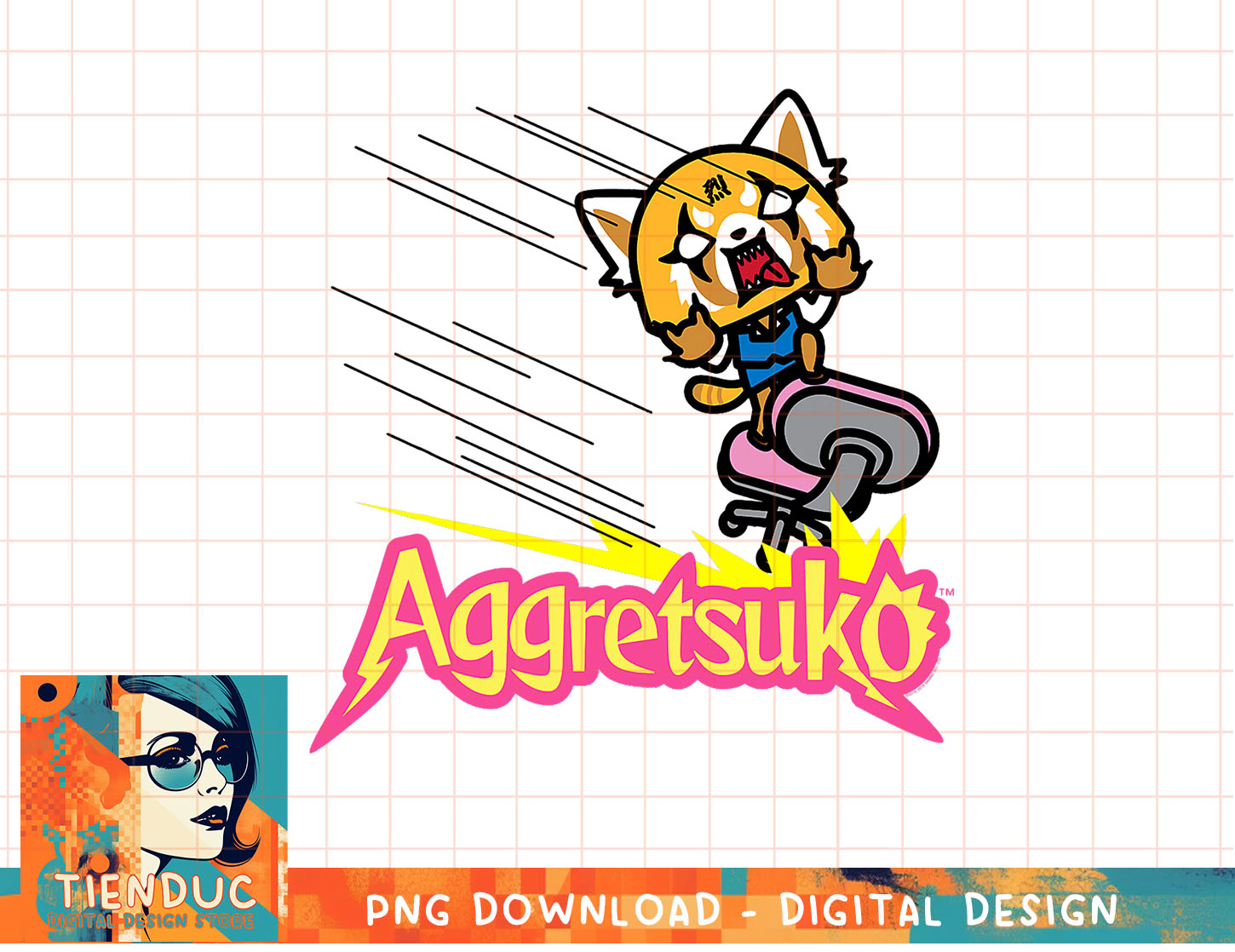 Aggretsuko Office Chair Rage Tee Shirt copy png - Inspire Uplift