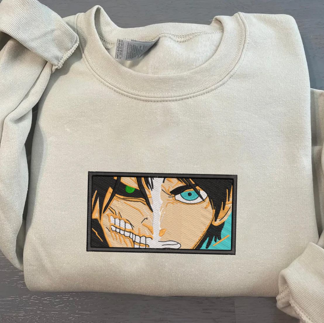 Eren Yeager Embroidered Crewneck, Attack on Titan Embroidere | Inspire ...