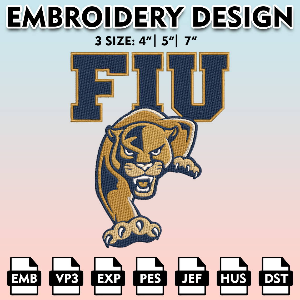 NCAA Logo Embroidery Designs, NCAA FIU, FIU Panthers Embroi | Inspire ...