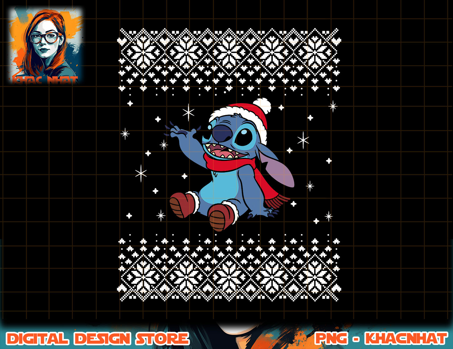 Disney Lilo & Stitch Christmas Stitch Snowflake Ugly Print T | Inspire ...