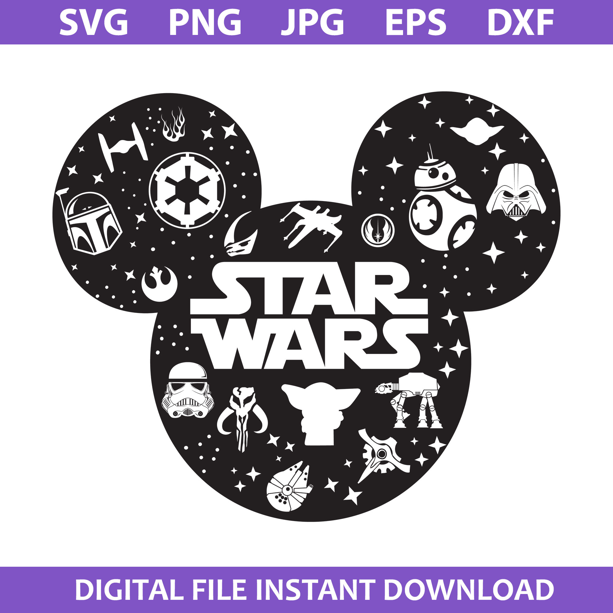 Mickey Mouse Star Wars Svg, Mickey Ears Svg, Star Wars Svg, | Inspire ...