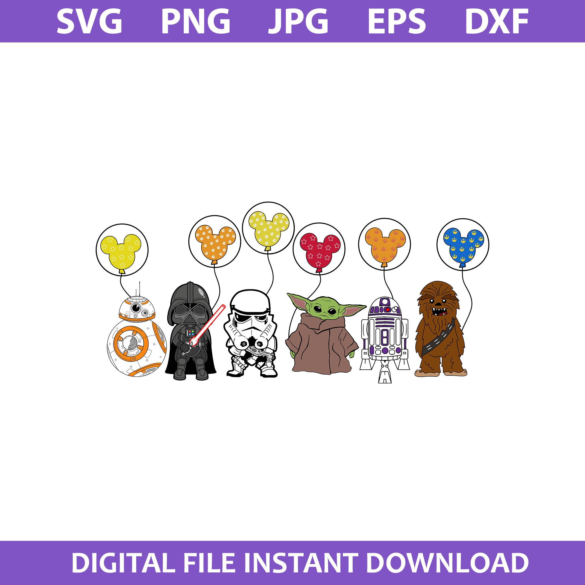 Star Wars Disney Balloon Svg, Disney Star Wars Svg, Png Jpg | Inspire ...