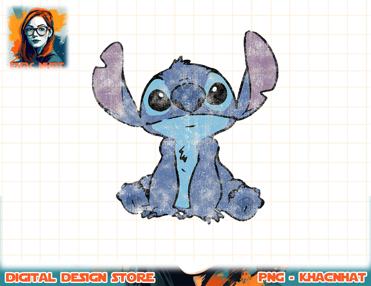 Disney Lilo & Stitch Distressed Stitch Portrait T-Shirt copy | Inspire ...