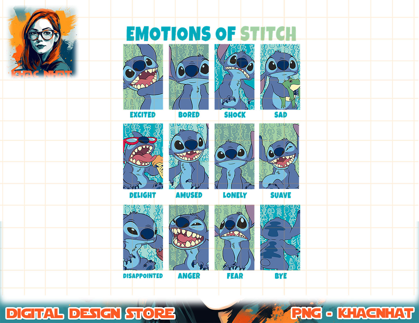 Disney Lilo & Stitch Emotions Of Stitch Panels T-Shirt copy | Inspire ...