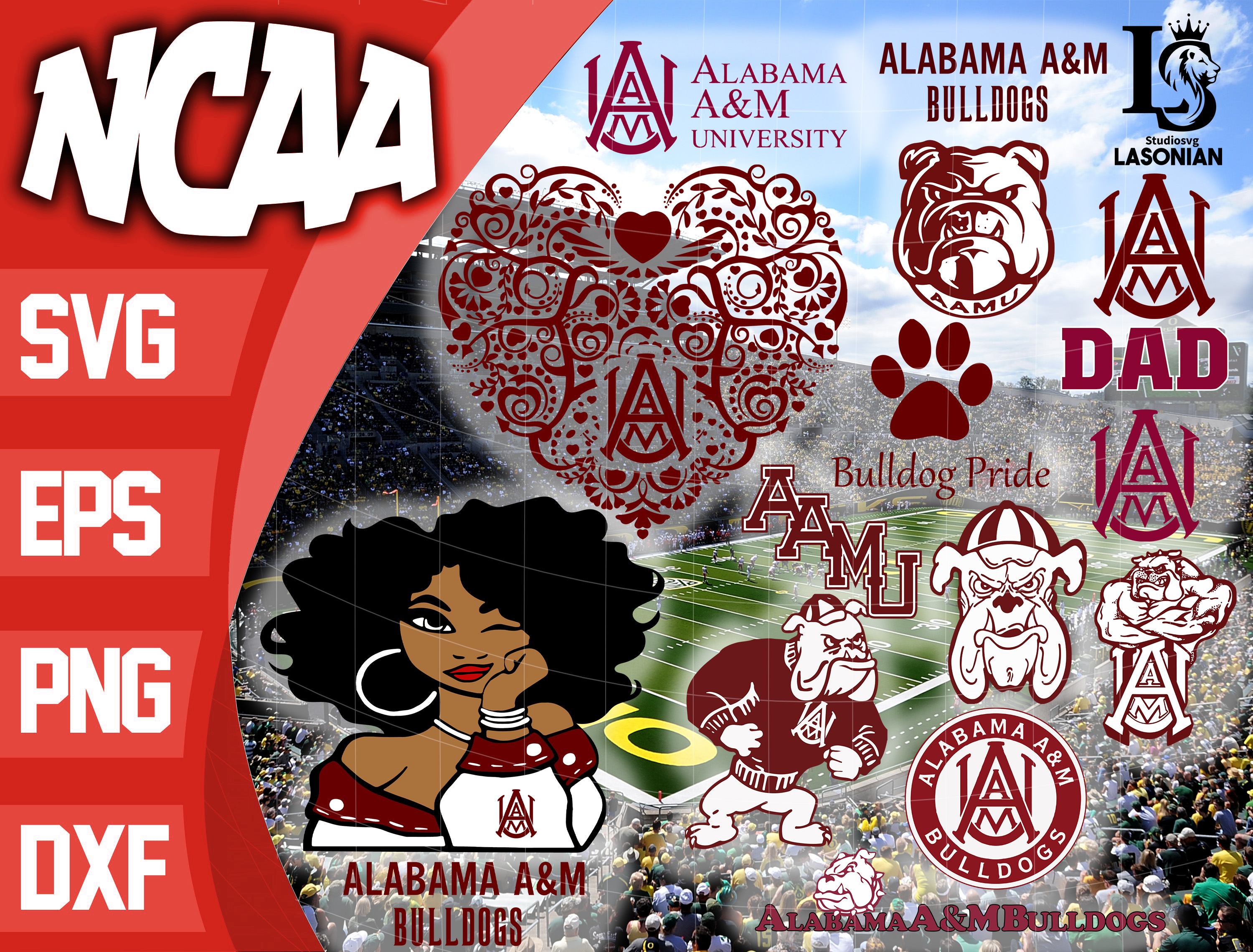Alabama A M Bulldogs bundle ncaa svg, ncaa svg, Instant Down | Inspire ...