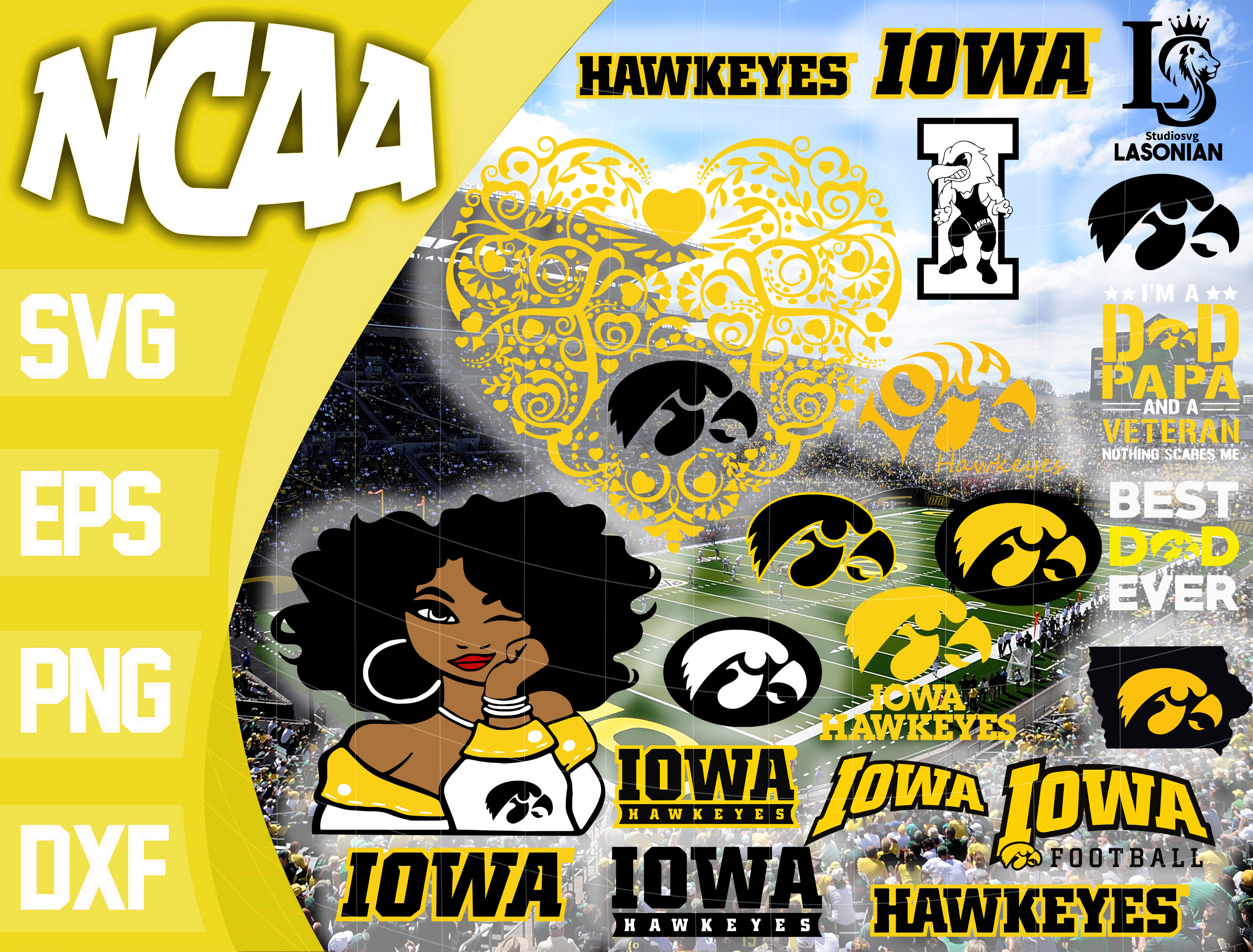 Iowa Hawkeyes bundle ncaa svg, ncaa svg, Instant Download | Inspire Uplift