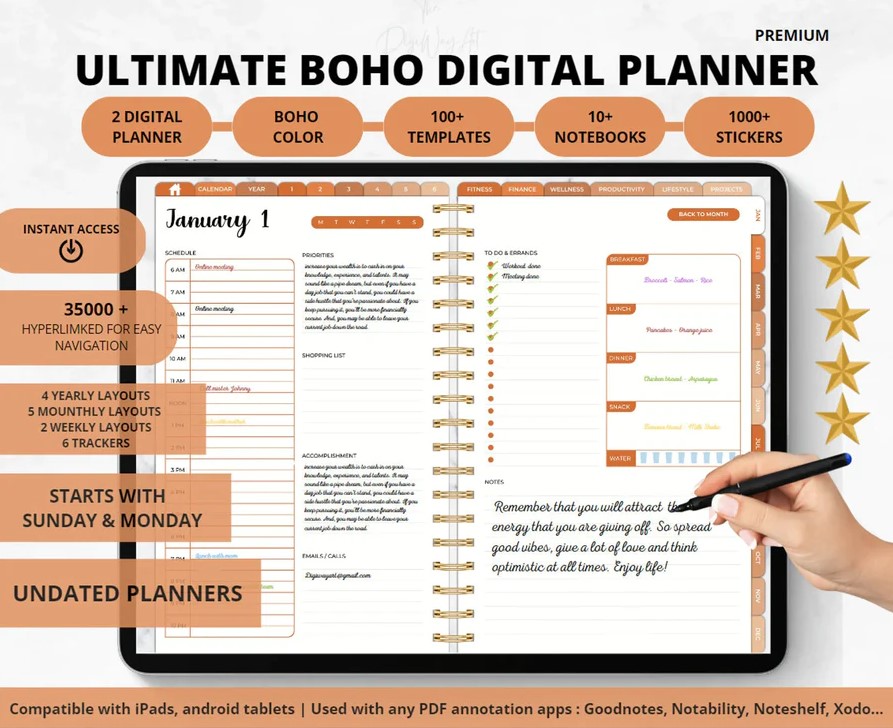 Boho Premium Digital Planner 2023 | Inspire Uplift